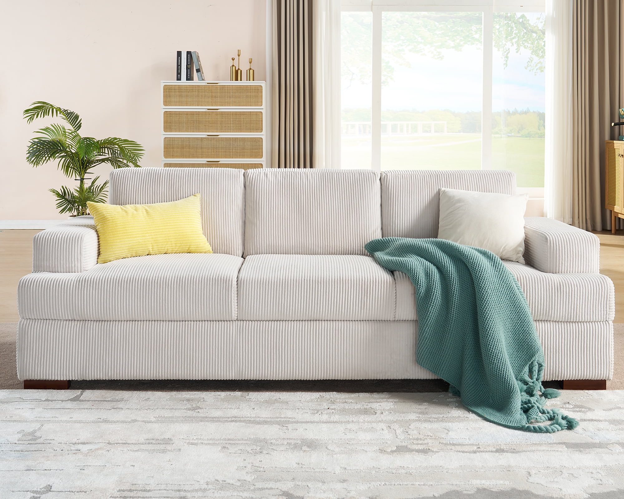 Vanacc 89in Couch, Comfy Sofa with Wood Legs, 3 Seater Modern Sofa ...