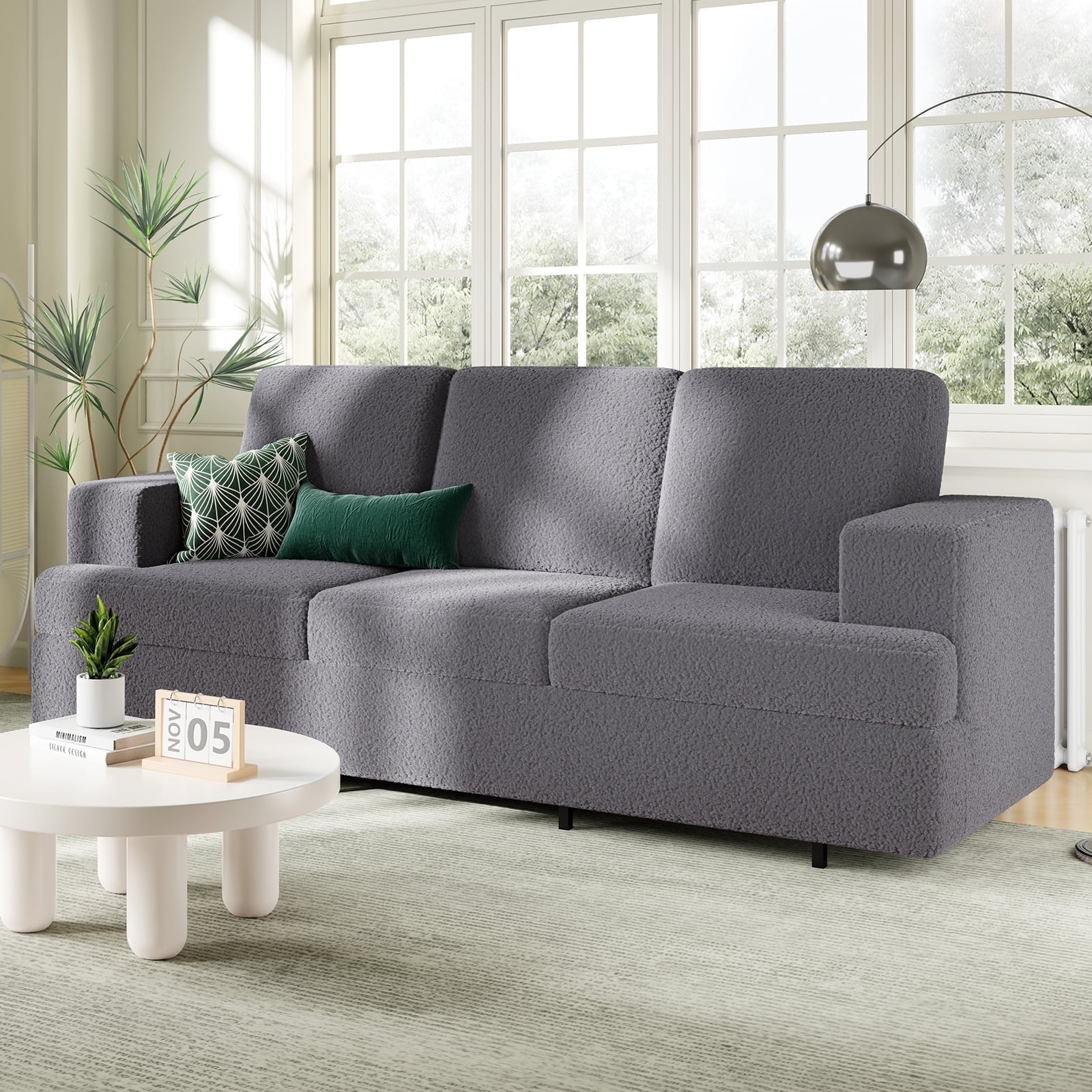 VANACC Modern Sofa,3 Seater Adult Couch with Thick Armrest and Cushion ...
