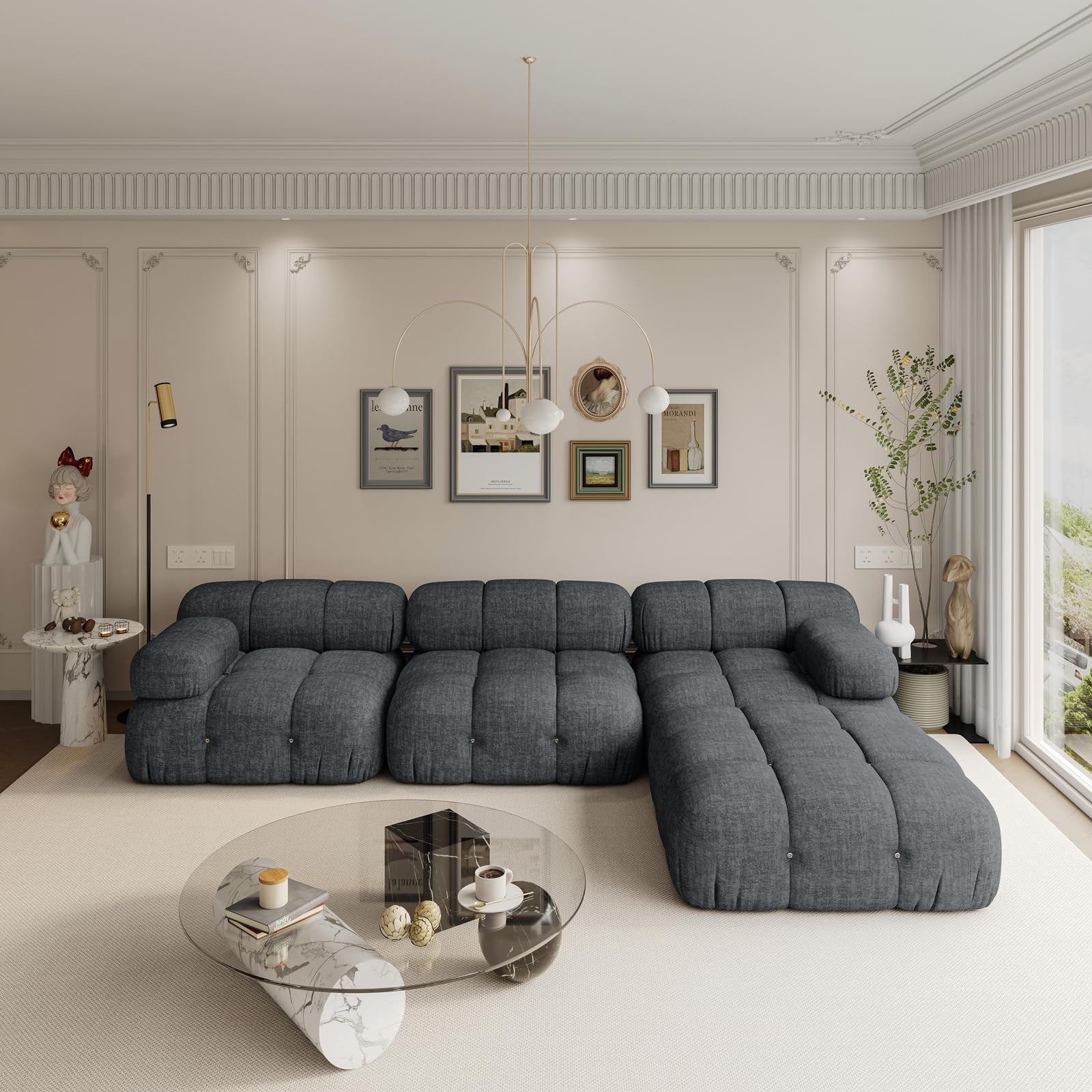 VANACC Modular Compression Sectional Sofa Couches for Living Room, L ...