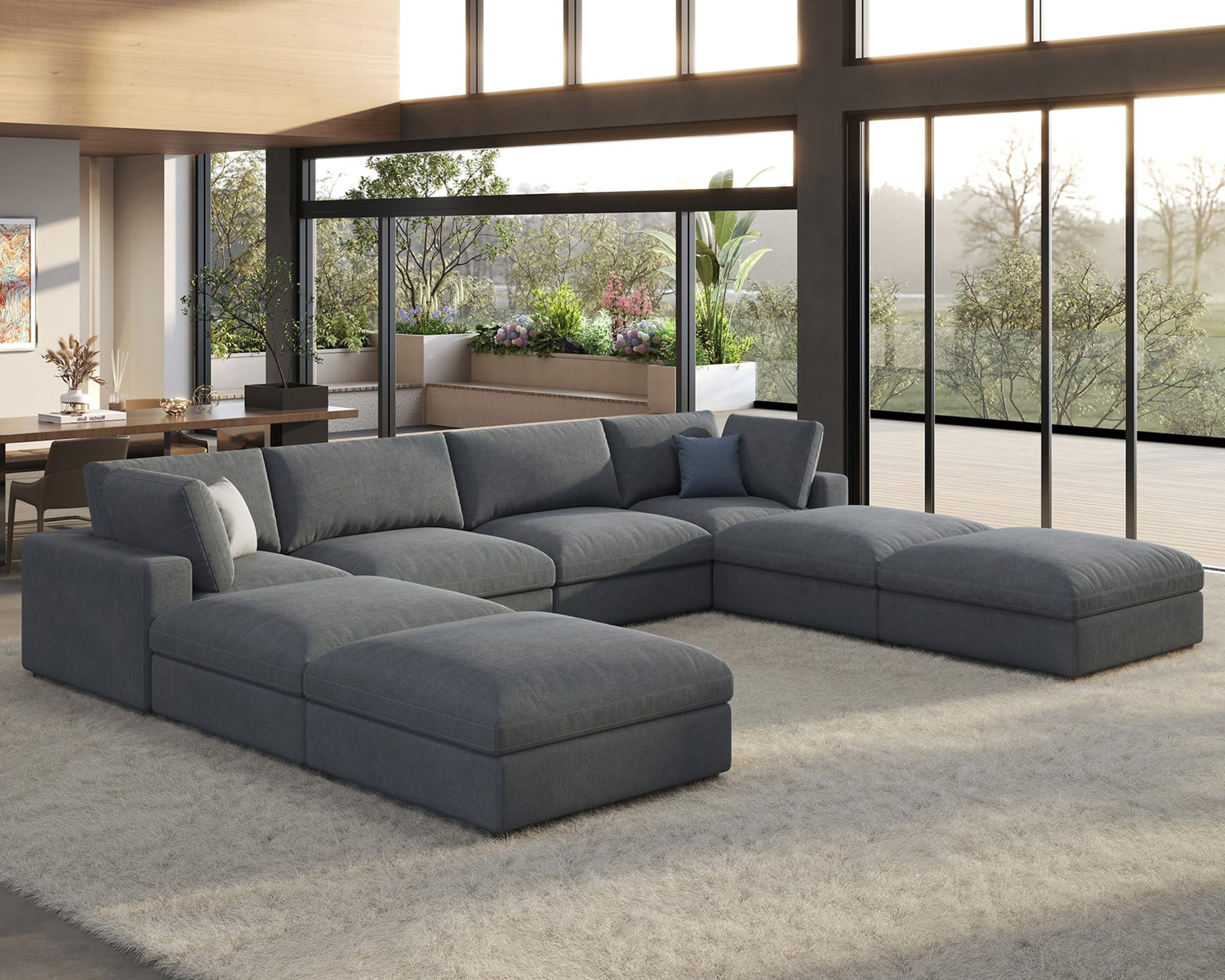 VANACC Modular Sectional Sofa, 152 Inches Down Filled Sectional Sofa, 8 ...