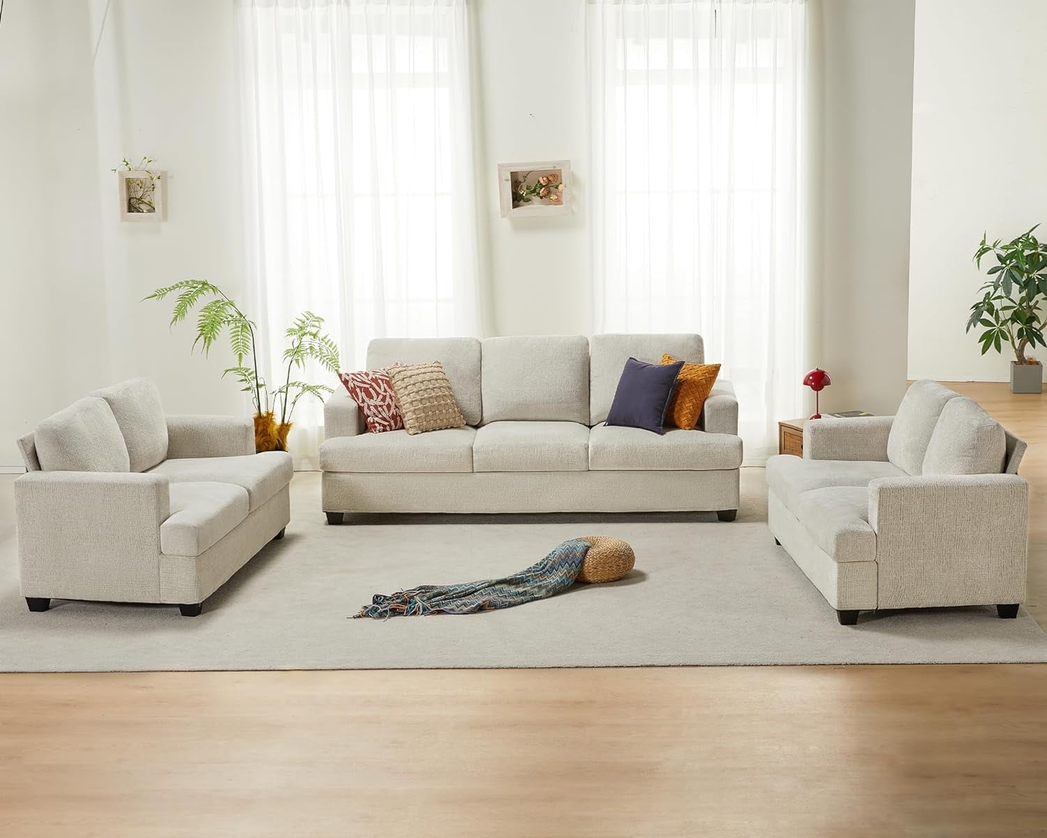 VANACC Sofa, 3 Piece Set Modern Couch with Deep Seats, Comfy Sofa for ...