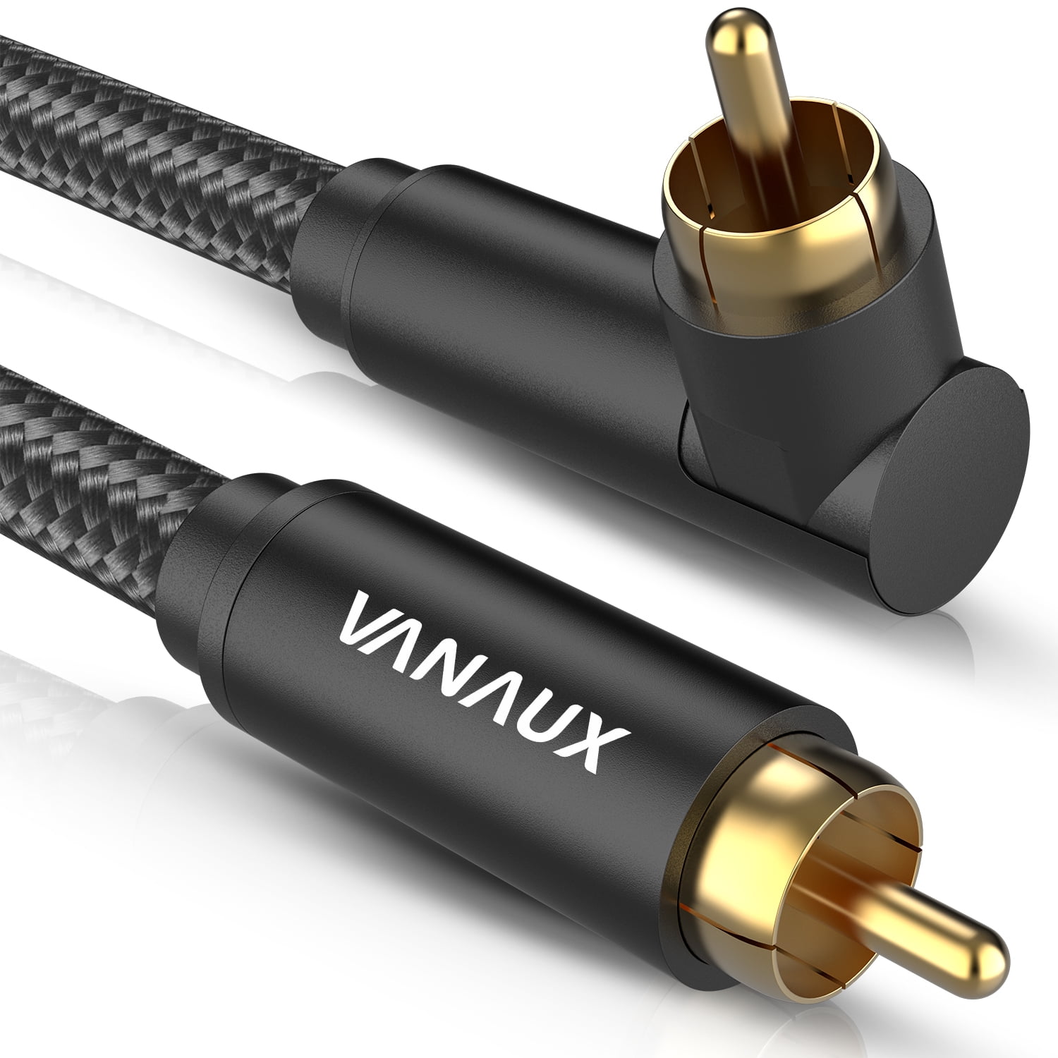 VANAUX 90 Degree RCA Cable 3FT, Subwoofer Cable Male to Male Digital ...