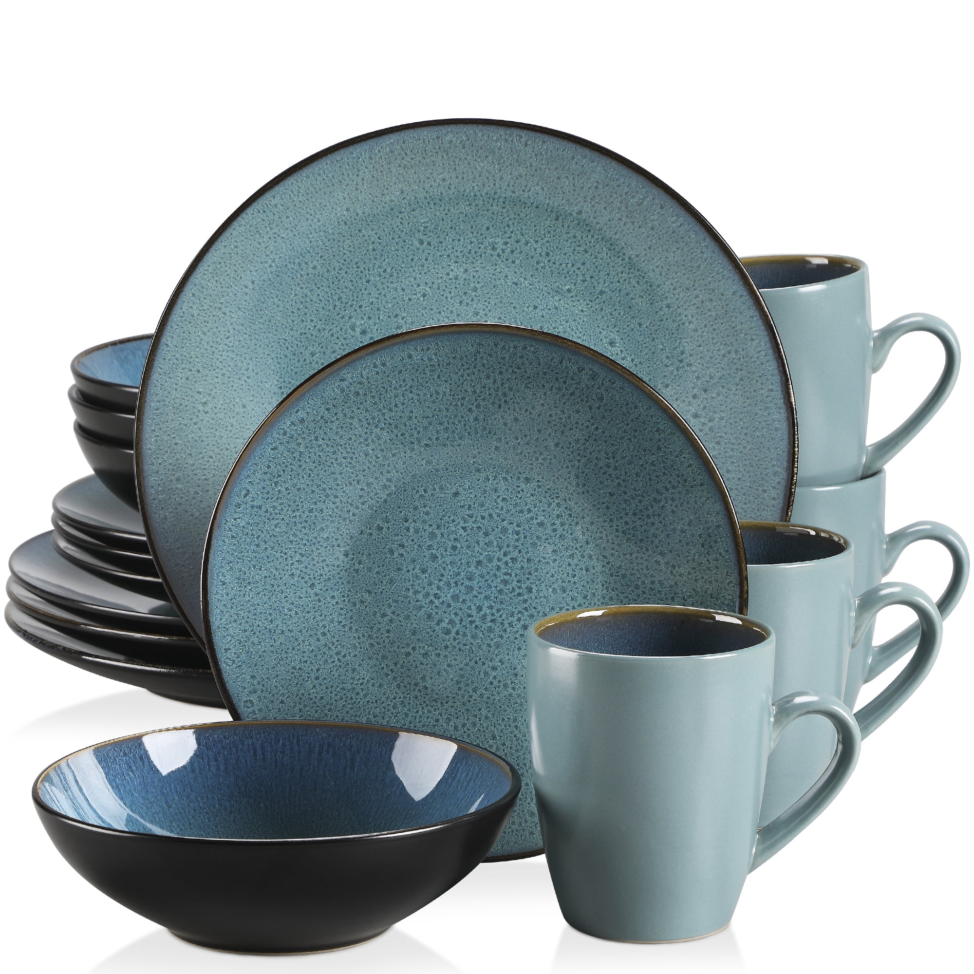 VANCASSO BUBBLE 16/32/48-Piece Tableware Set Vintage Ceramic Blue/Brown ...