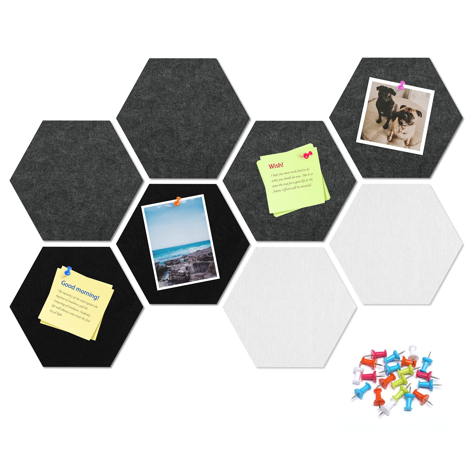 VANCORE Large Bulletin Board 12" Hexagon Felt Tiles – Pack of 8 Felt ...