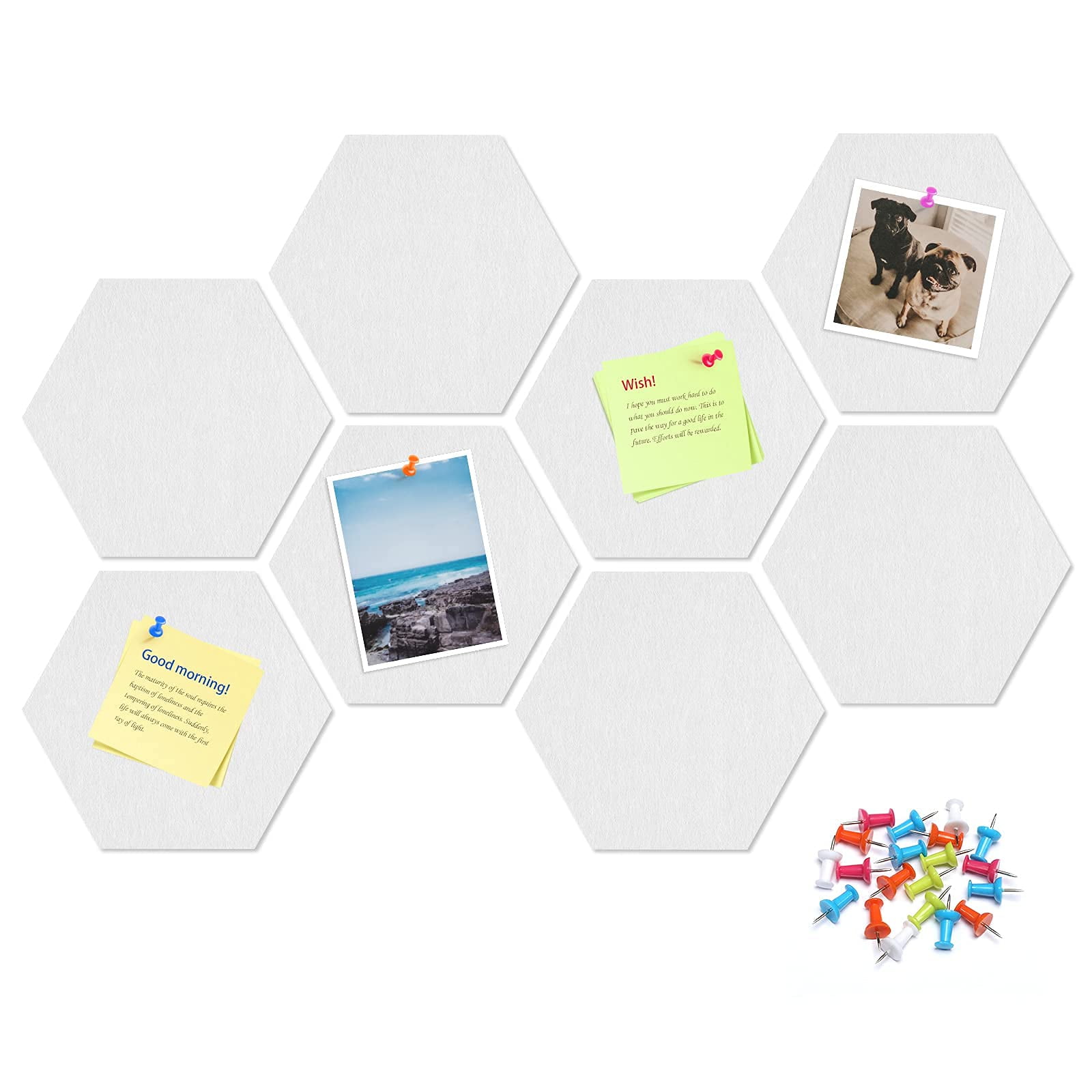 VANCORE 12" Large Felt Pin Board Tiles – Hexagon Bulletin Boards with ...