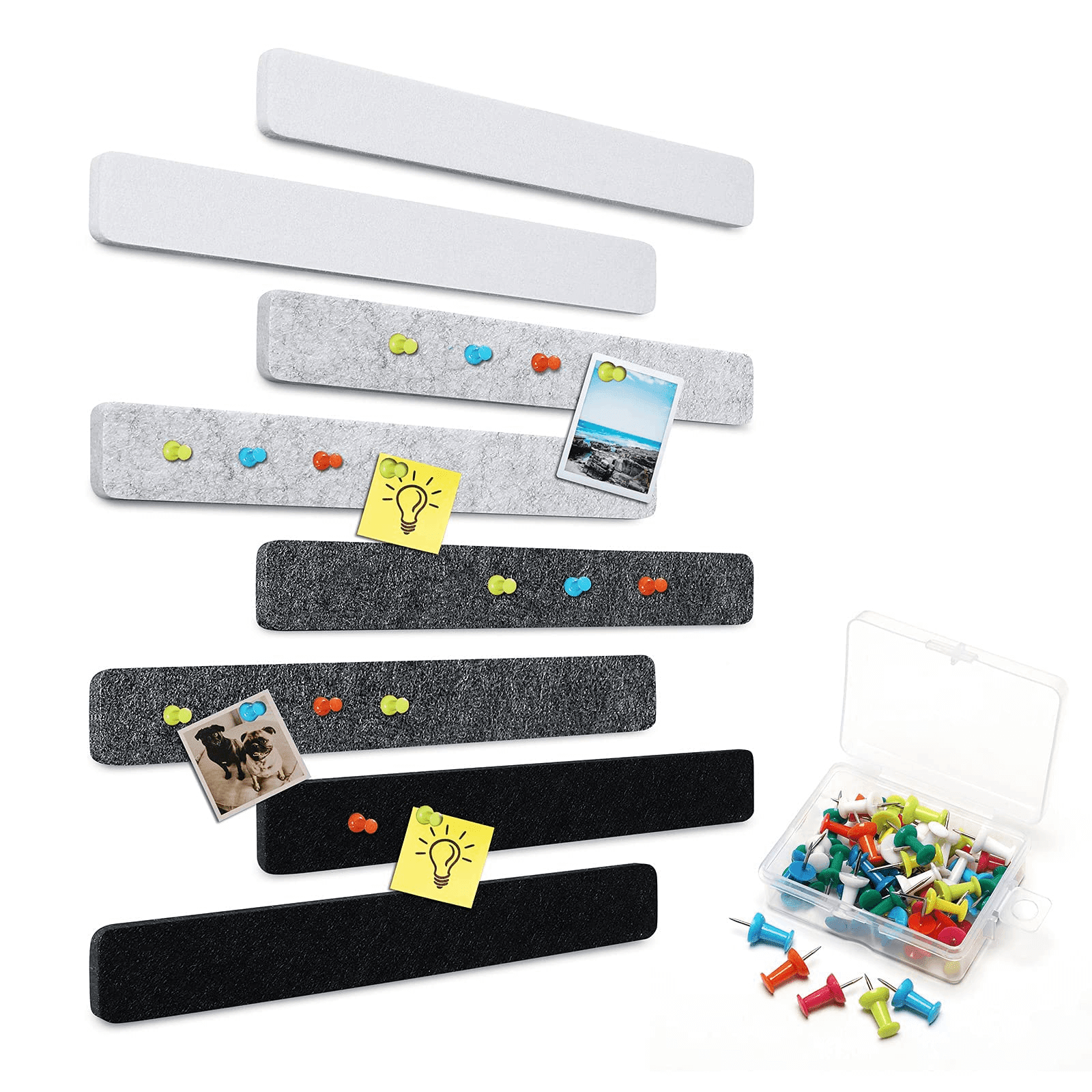 VANCORE Cork Board Strips, 8 Pack Self-Adhesive Felt Pin Bulletin Board ...