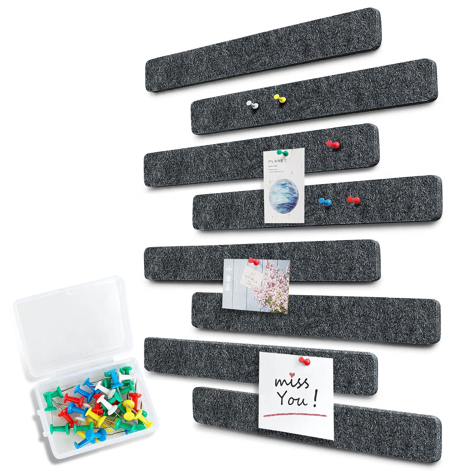 VANCORE Felt Sticky Bulletin Board Strips for Wall, Home Office with 40 ...
