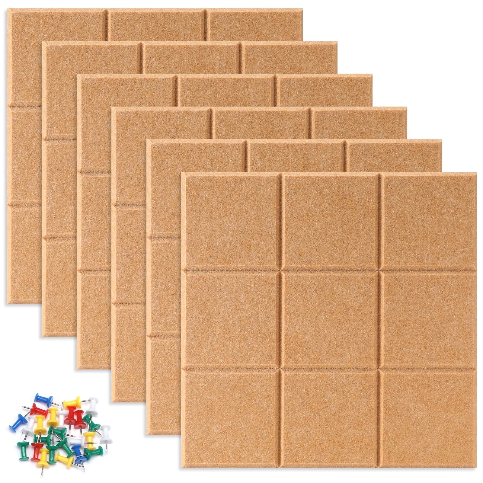 VANCORE Cork Bulletin Board Tiles, Felt Bulletin Pin Board Cork Board for Wall with 30 Push Pins ...