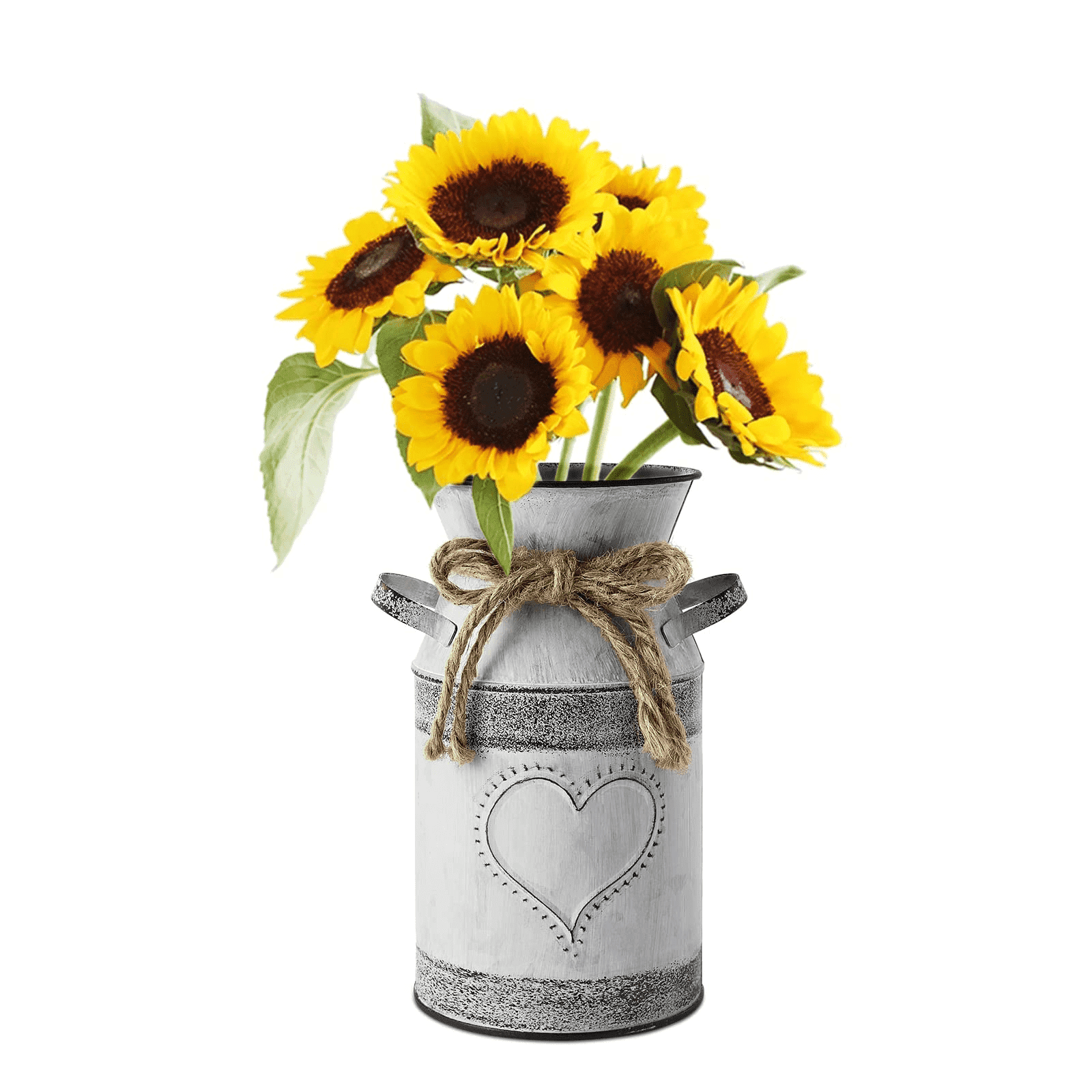 VANCORE Galvanized Farmhouse Tin Vase - Rustic Shabby Chic Jug for ...