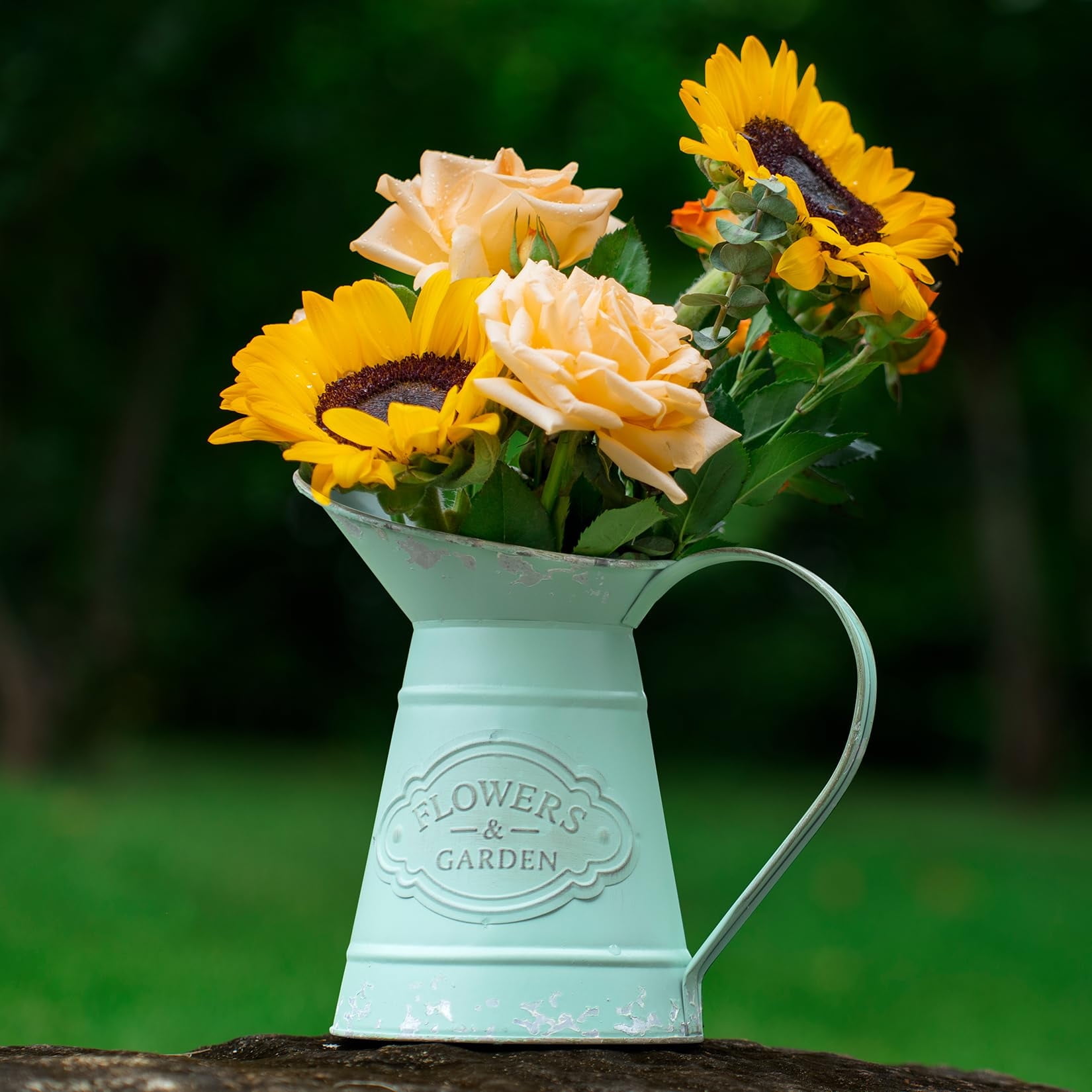 VANCORE Antique Style Farmhouse Vases - Vintage Metal French Decor Vase ...