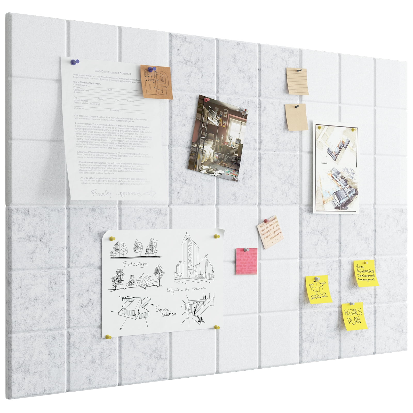 VANCORE Square Bulk Office Felt Bulletin Cork Board, 11.8"x11.8" Notice ...