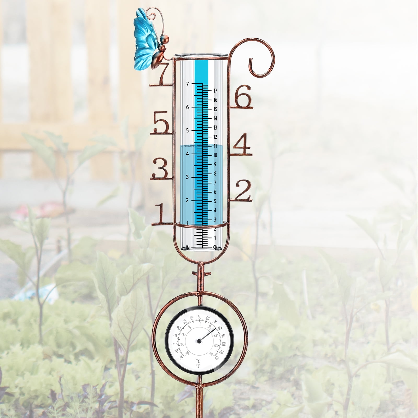 VANCORE Rain Gauge Outdoor, 32" Copper Rain Gauges Outdoor 7" Capacity ...