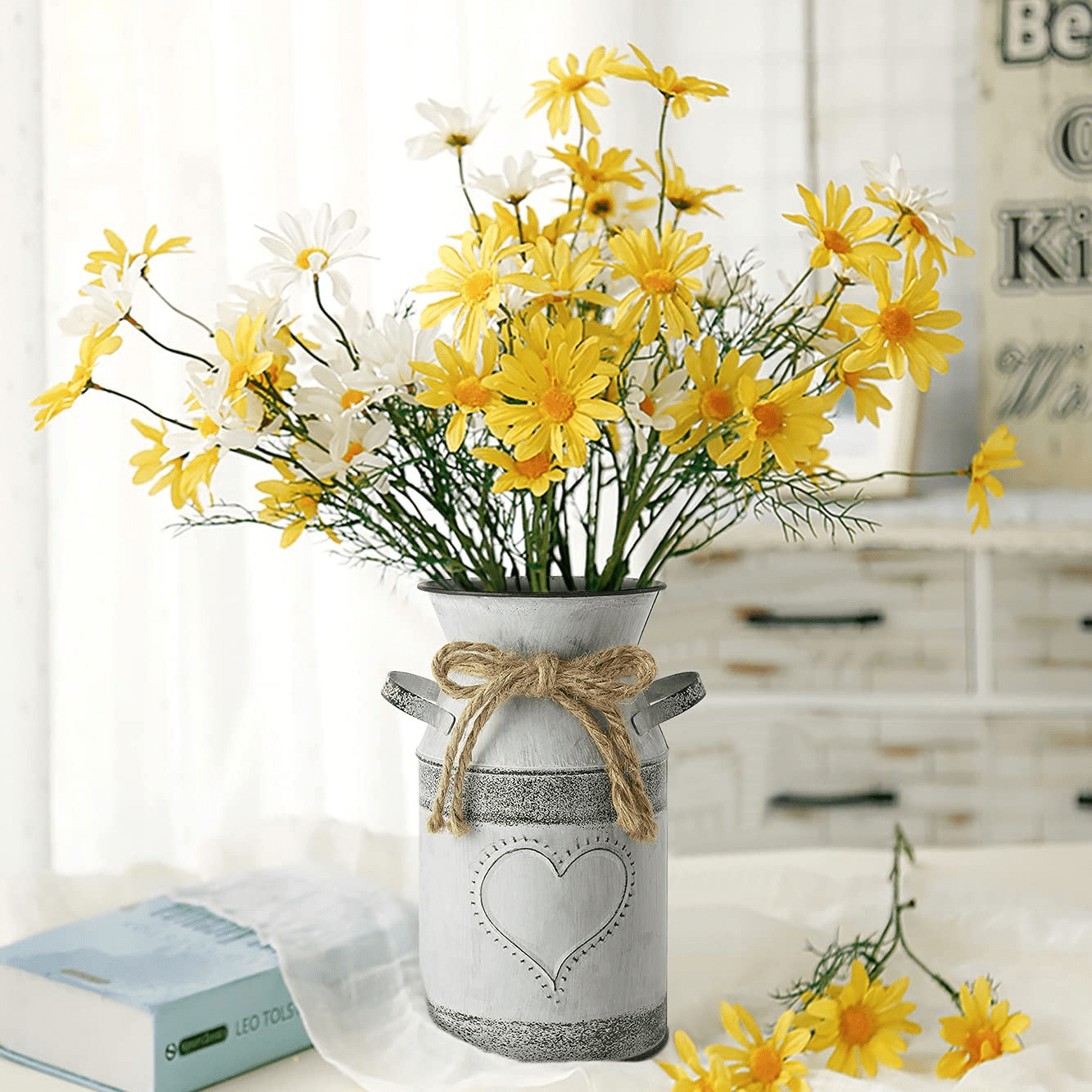 VANCORE Rustic Metal Vase Galvanized Farmhouse Flower Jug for ...