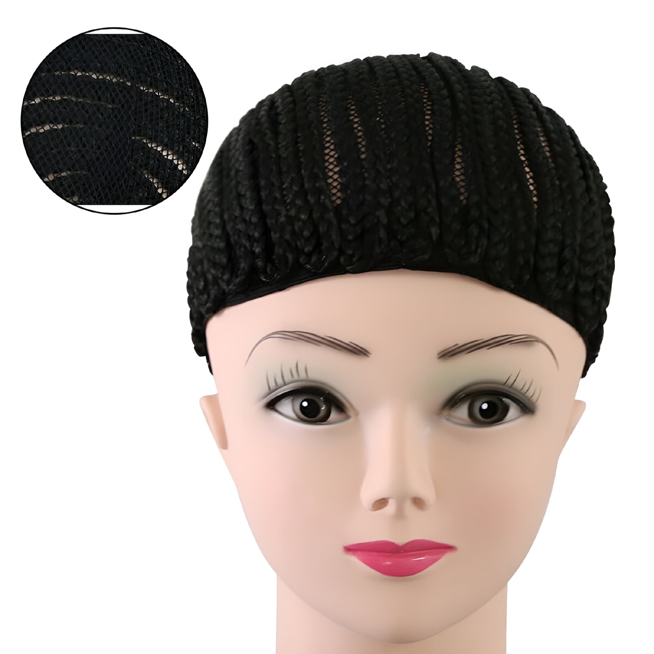 VANIDO 1PC Easier Sew Black Cornrow Braids Crochet Wig Caps Elastic Sew ...