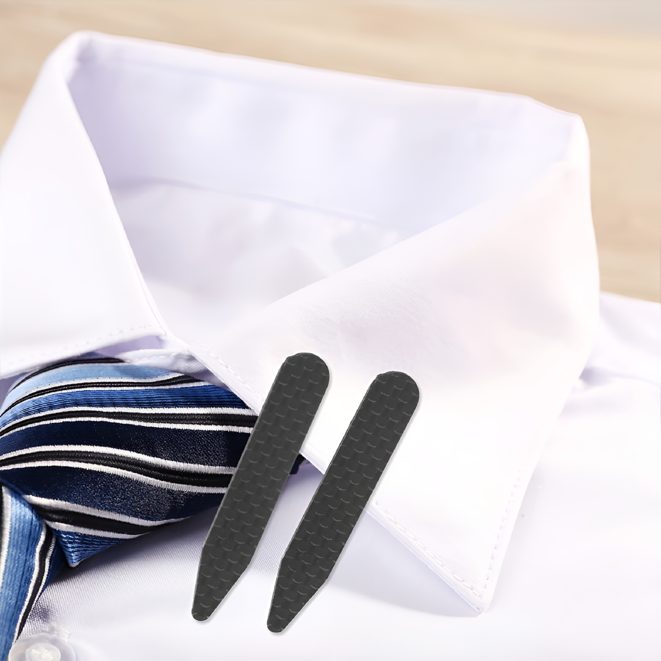 VANIDO 2 Pairs Metal Collar Stays Black Carbon Fiber for Dress Shirts ...