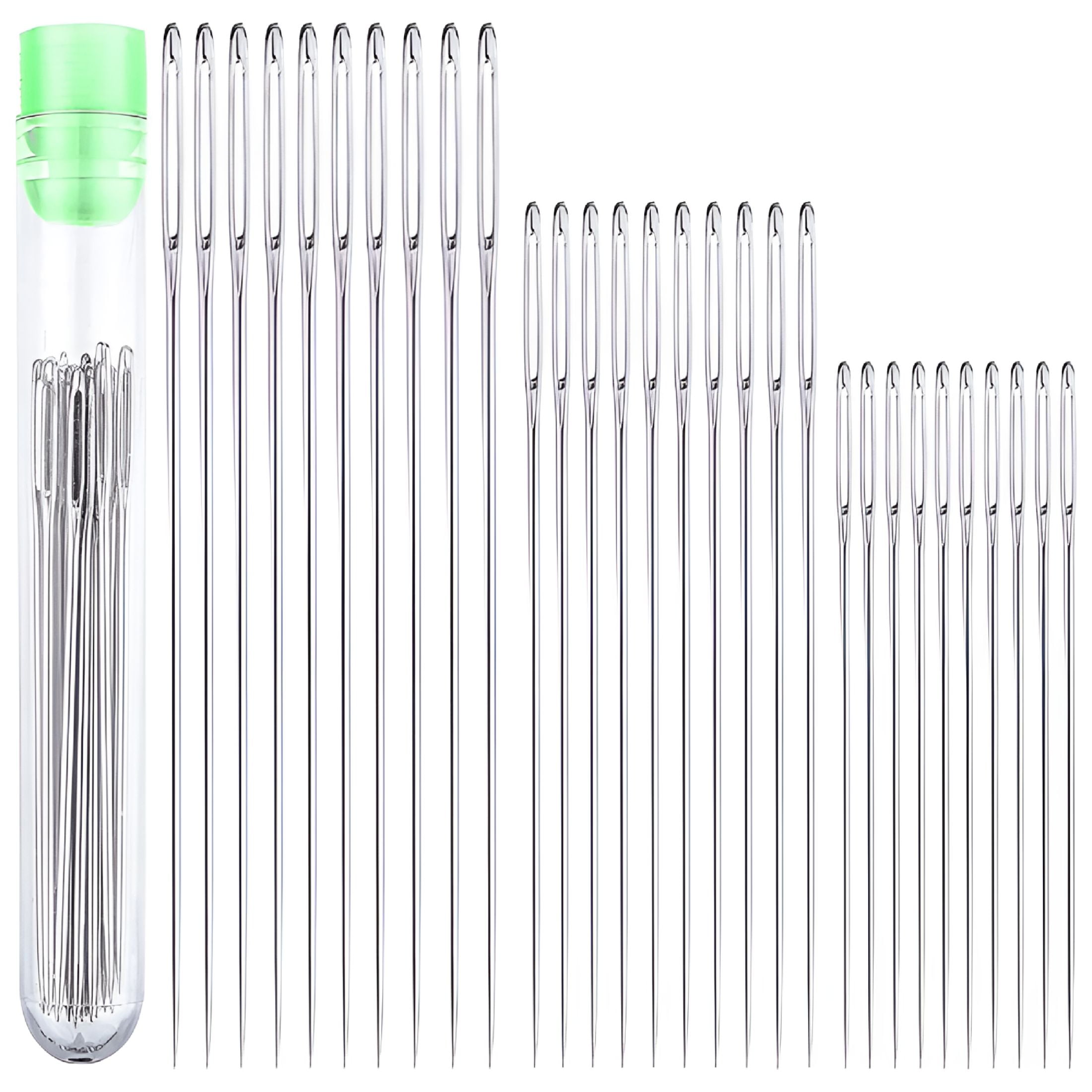 VANIDO 30 Pcs Large-Eye Stitching Sharp Thick Needles,3 Sizes Stainless ...