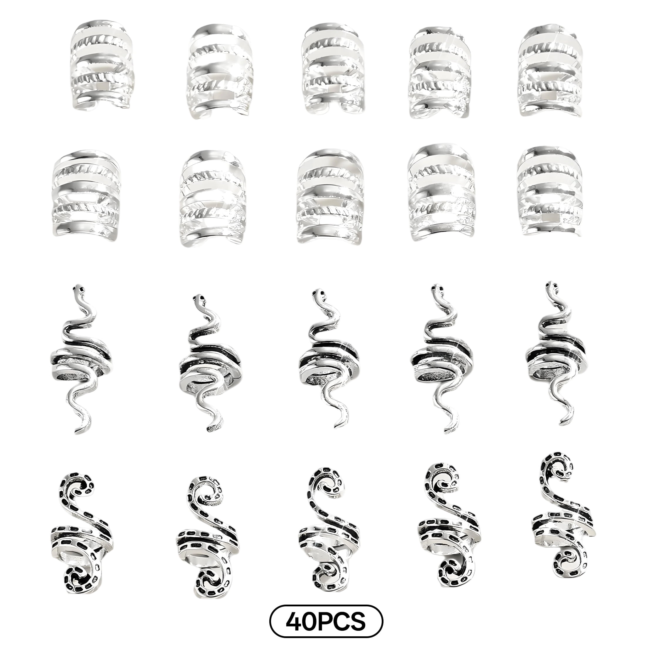 VANIDO 40Pcs Dreadlock Accessories Silver-Plated Vintage Distressed ...