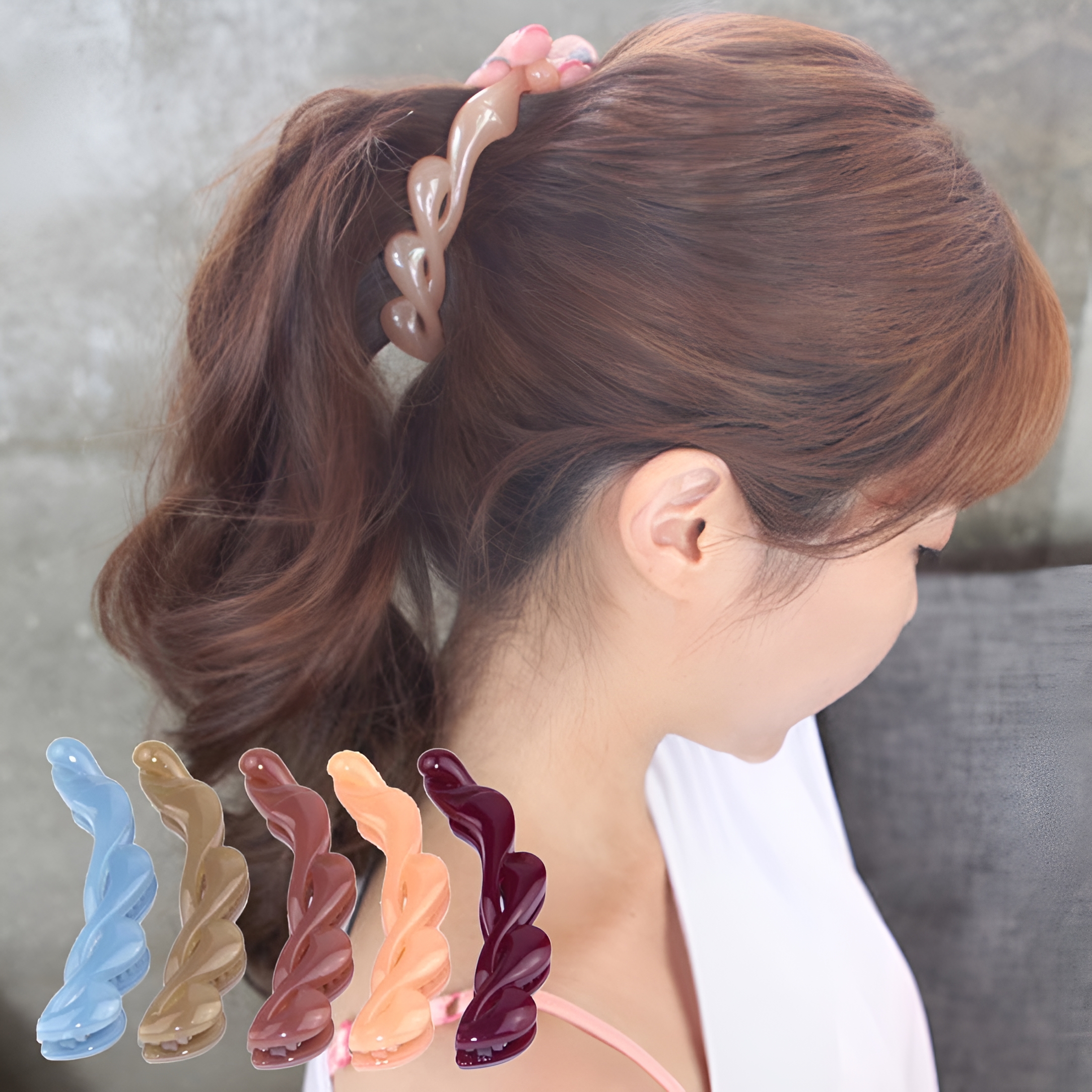 VANIDO 5Pcs/Set Candy Color Twisted Banana Clip Grip Ponytail Holder ...