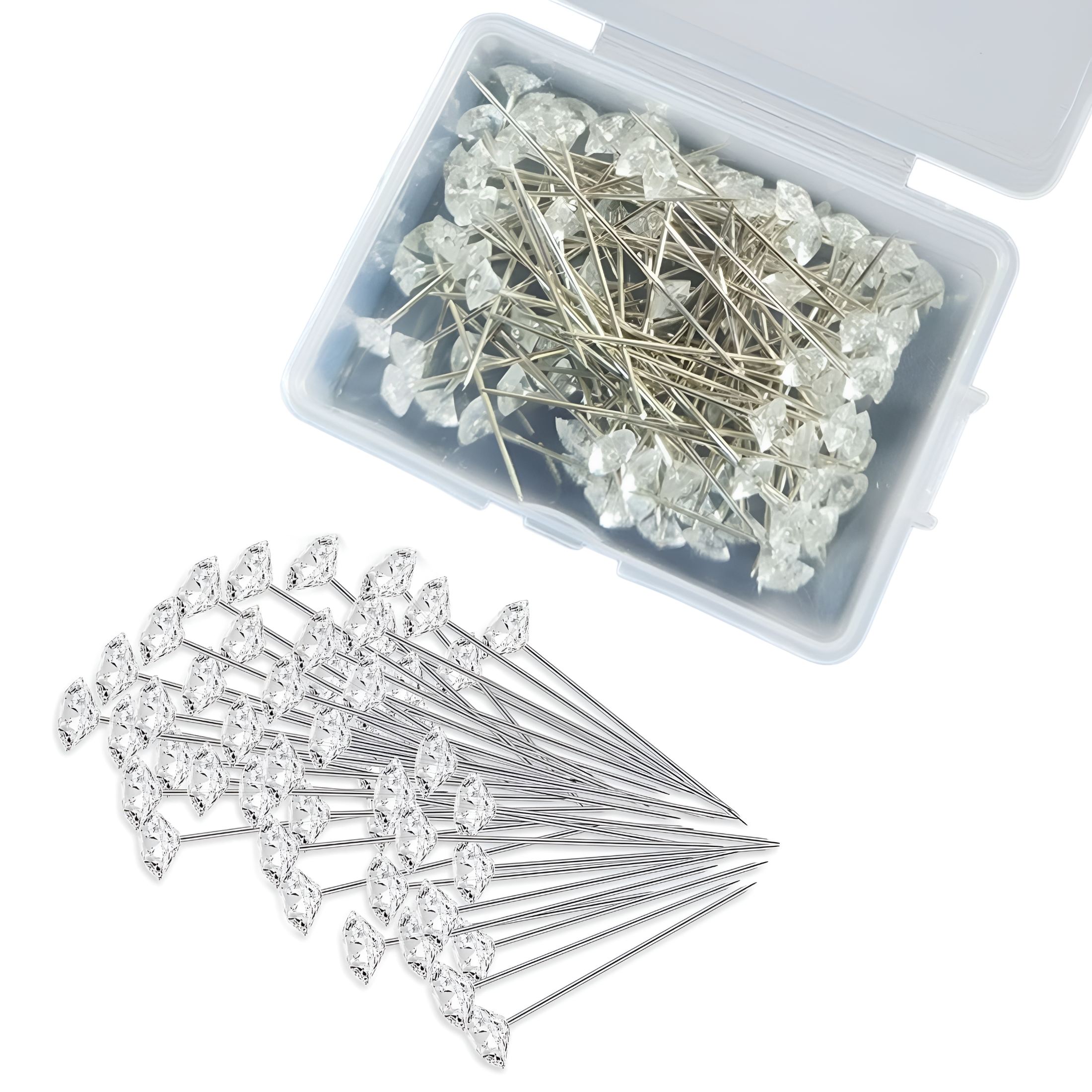 VANIDO DIY Craft Transparent Diamond Bouquet Pins - 100Pcs/Box of Veil ...