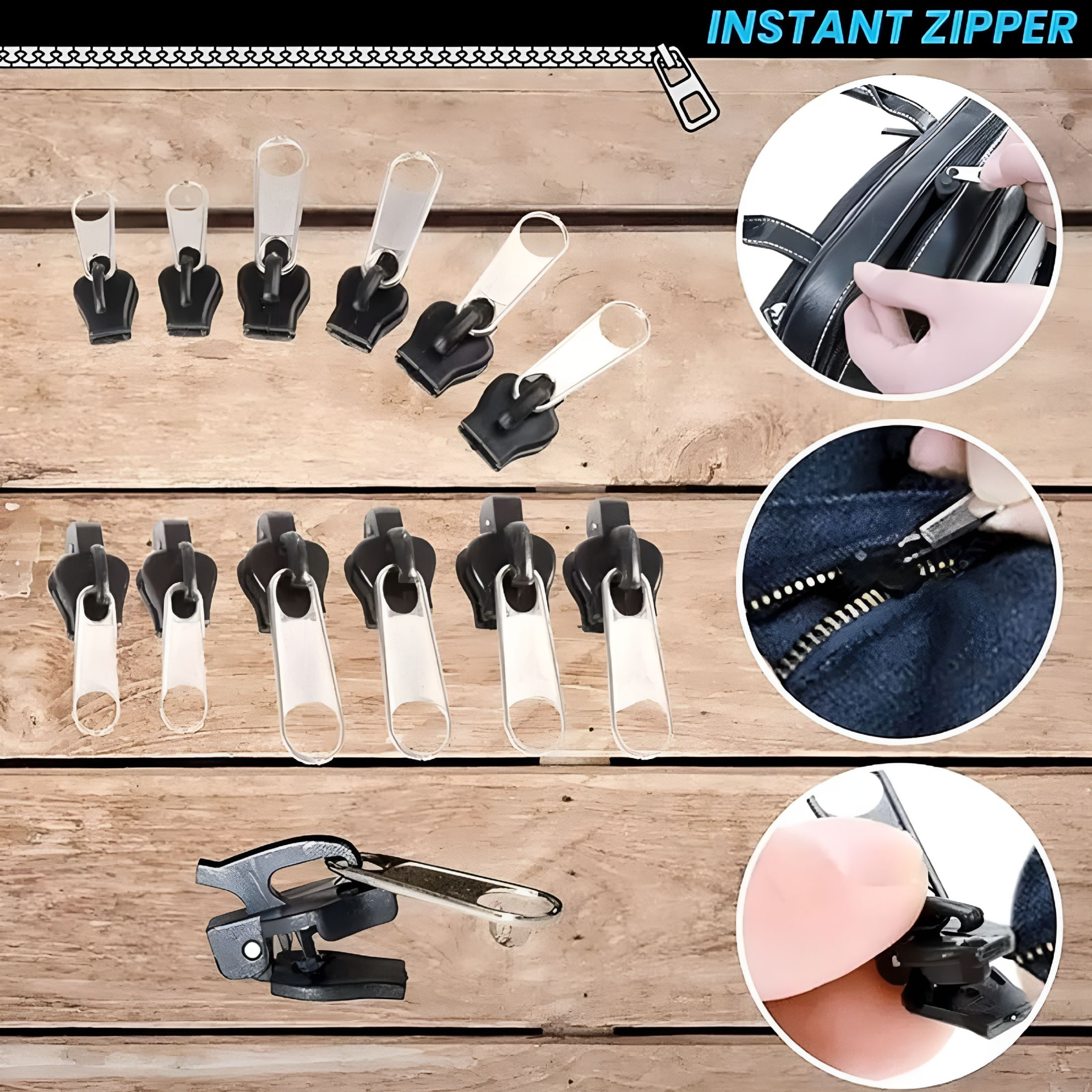 VANIDO Fix A Zipper Kit Replacement Slider Puller for Bags,Jeans,Nylon ...