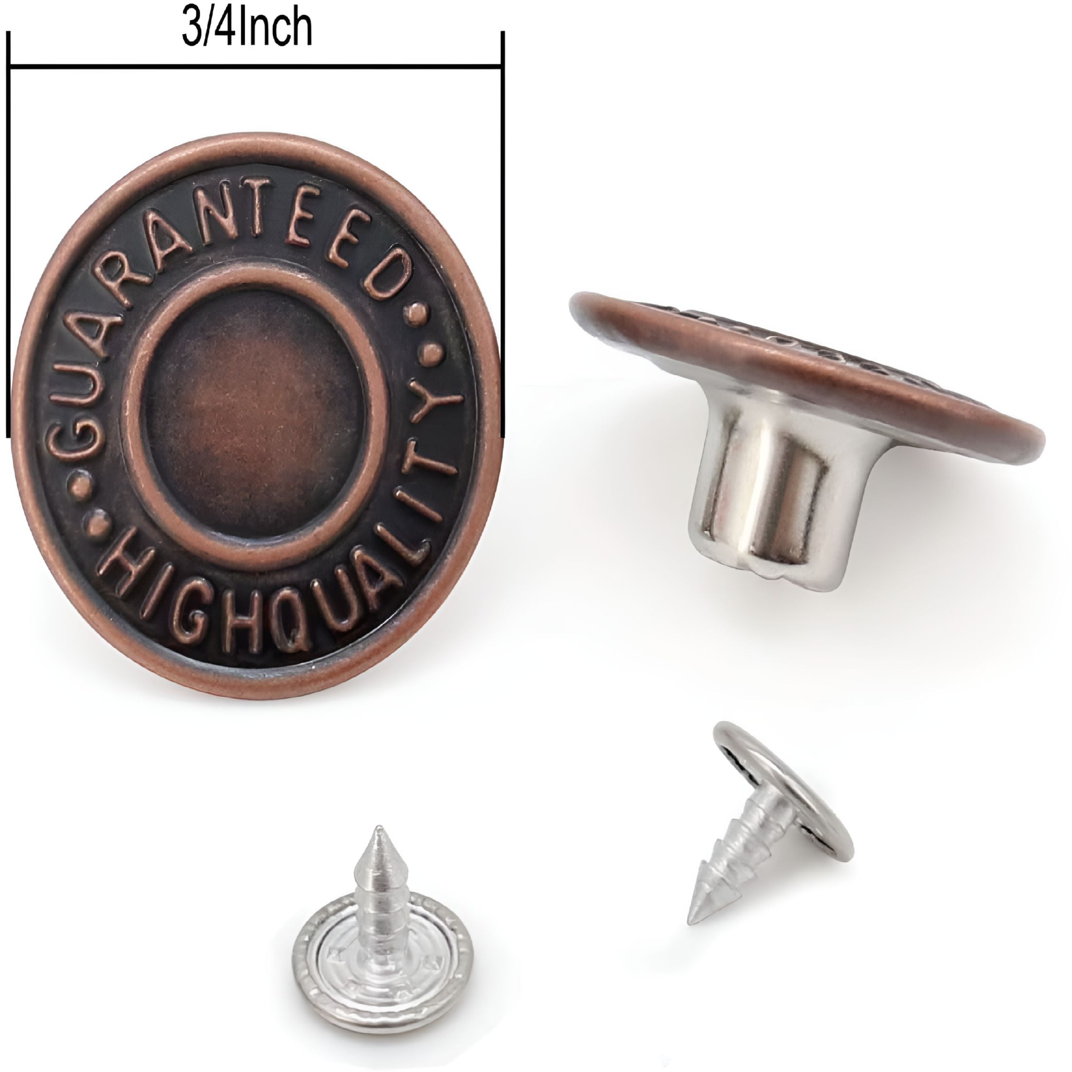 VANIDO Jean Button Pins,3/4inch Vintage No-Sew Instant Replacement ...