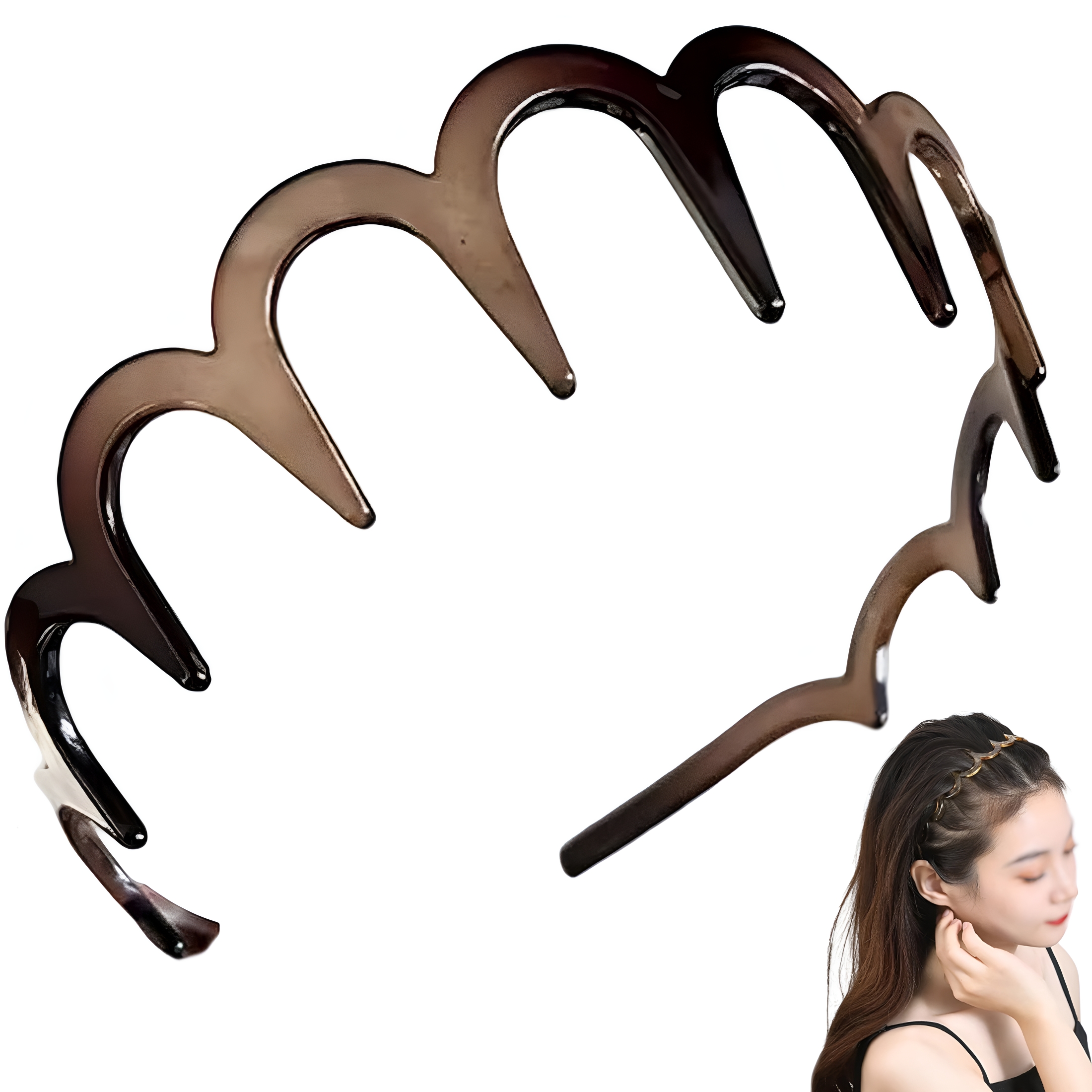 VANIDO U Shape Fashion Tooth Hair Comb Headband, High Cranium Head ...