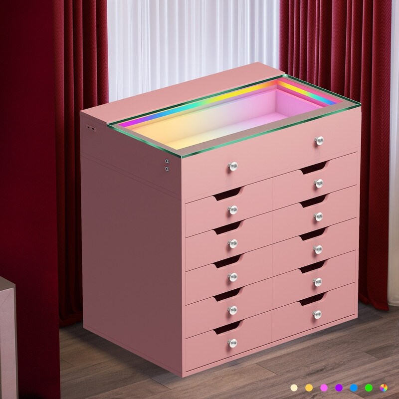 VANITII 11-drawer Chest Vertical Dresser Storage With RGB Lights ...