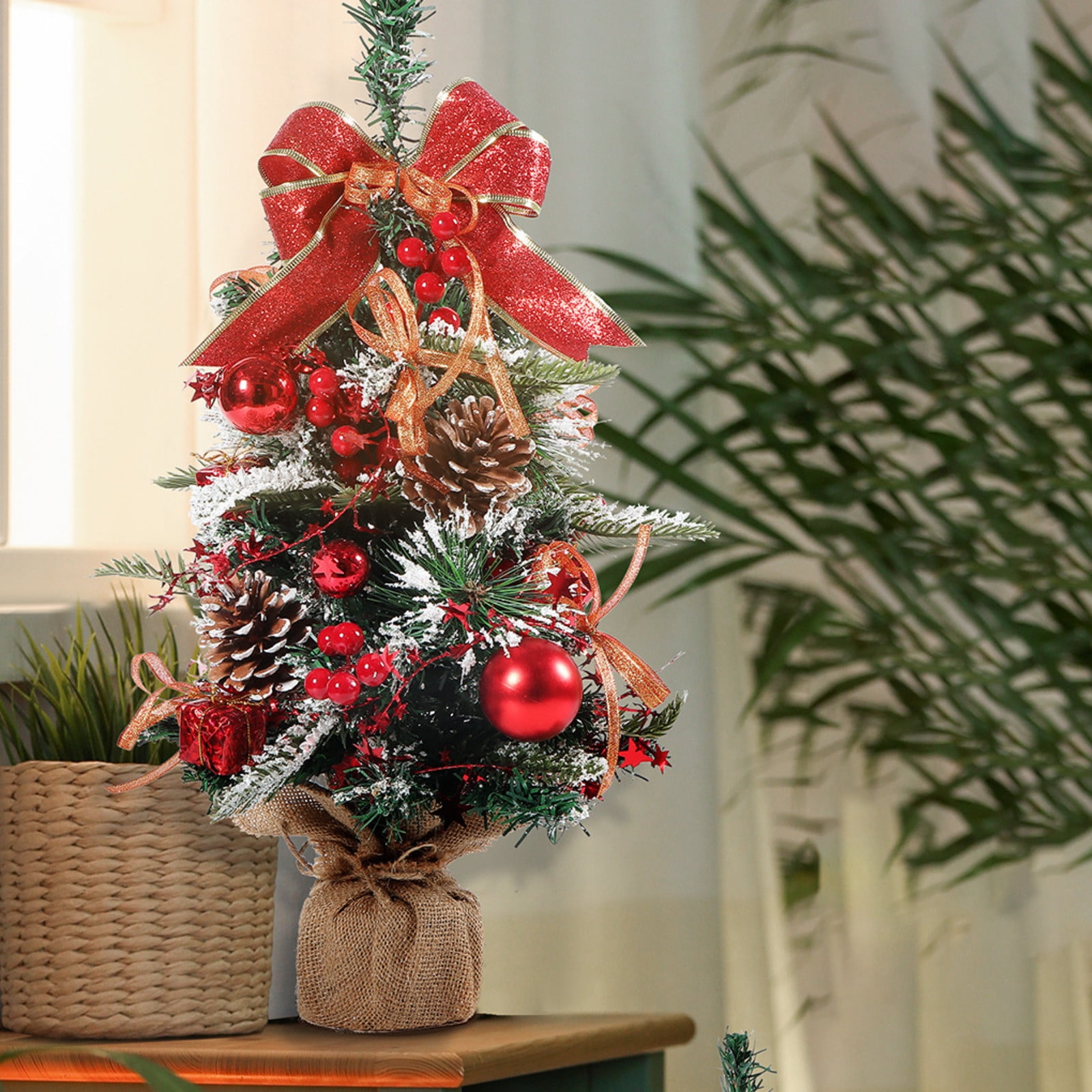 VANLOFE 50CM/19.7in Small Christmas Trees Tabletop Ornament Mini ...
