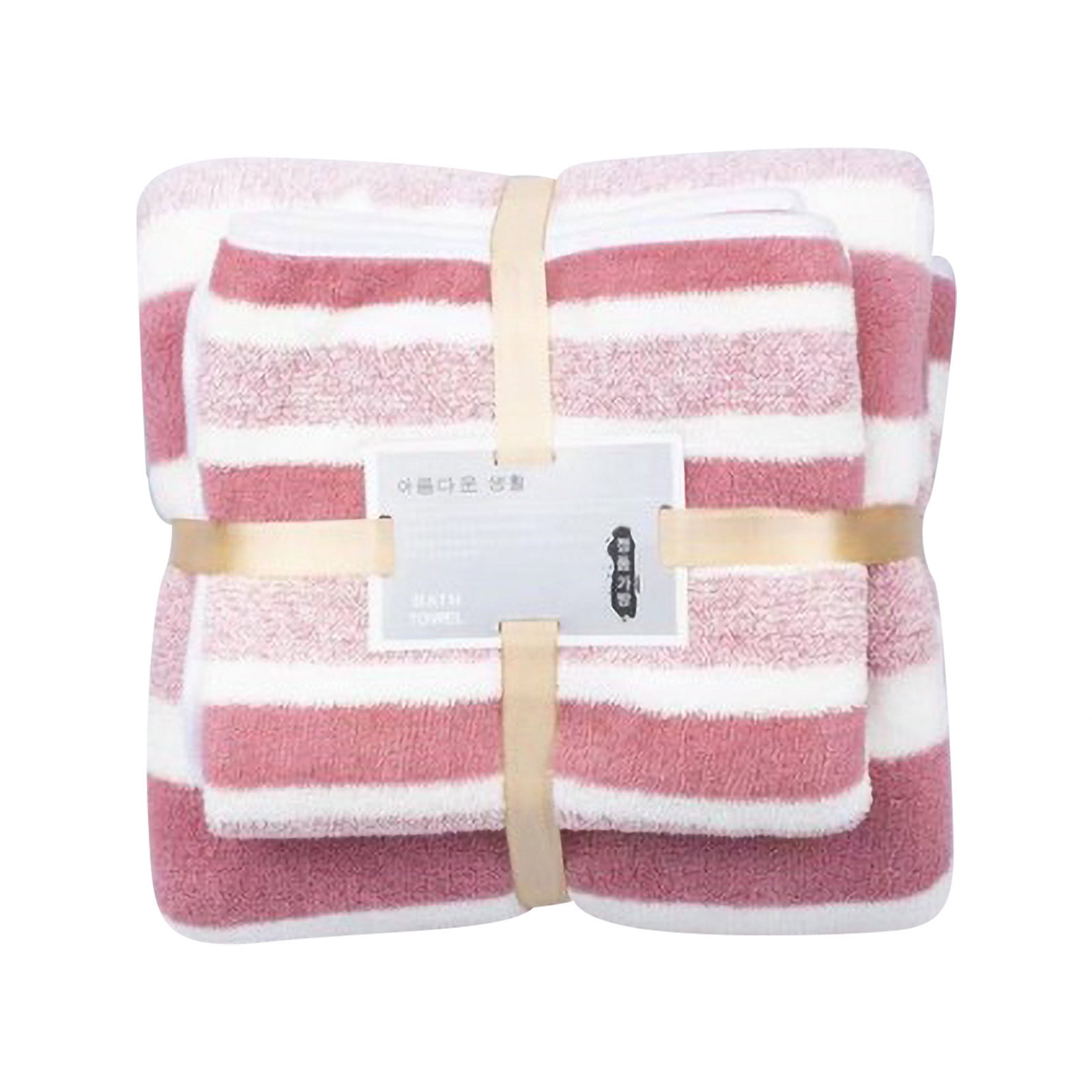 VANLOFE Bath Towel Coral Velvet Towel Bath Towel Set Striped Thickened Towel Absorbent Bath ...