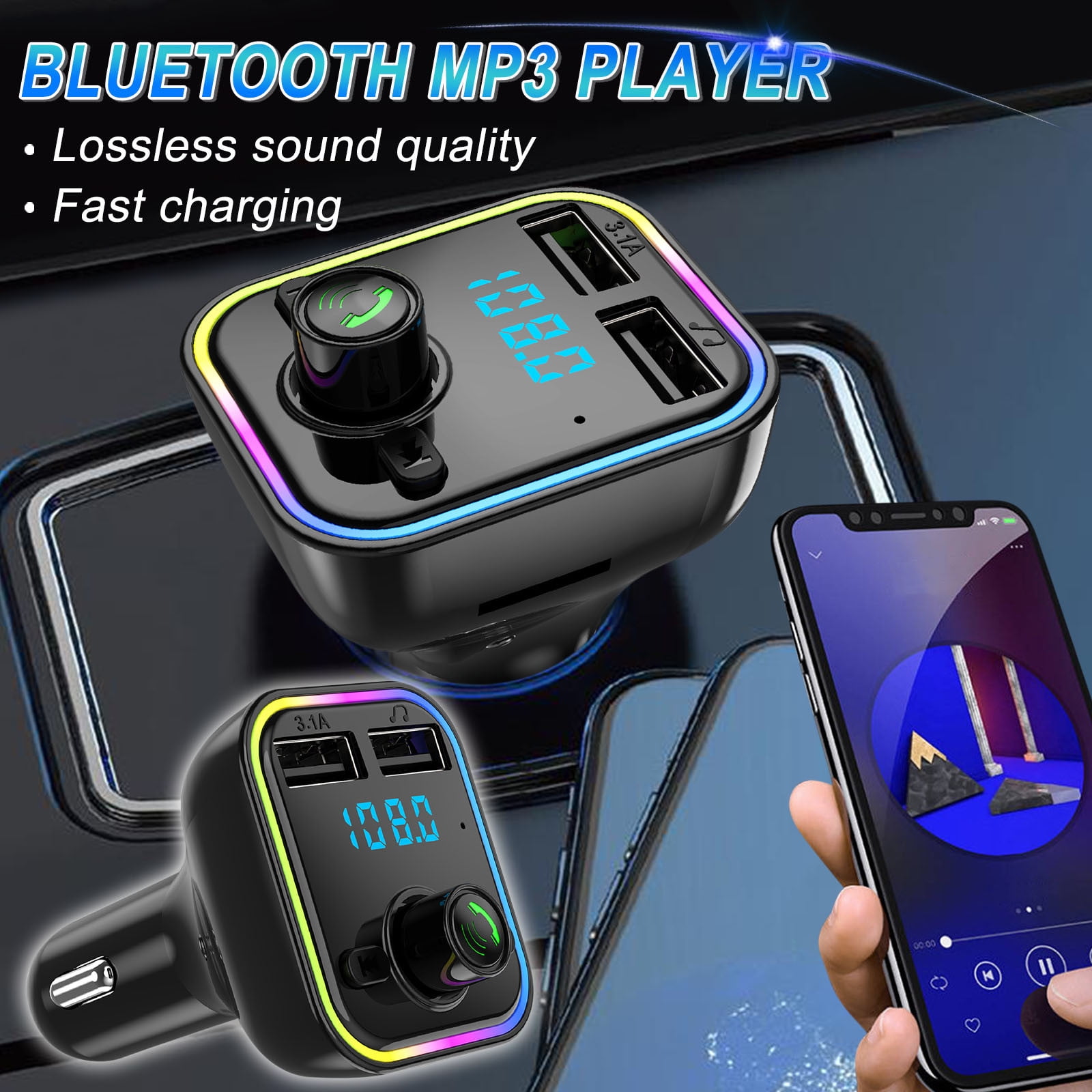 VANLOFE Car Bluetooth 5.0 Wireless Handsfree Car FM Transmitter ...