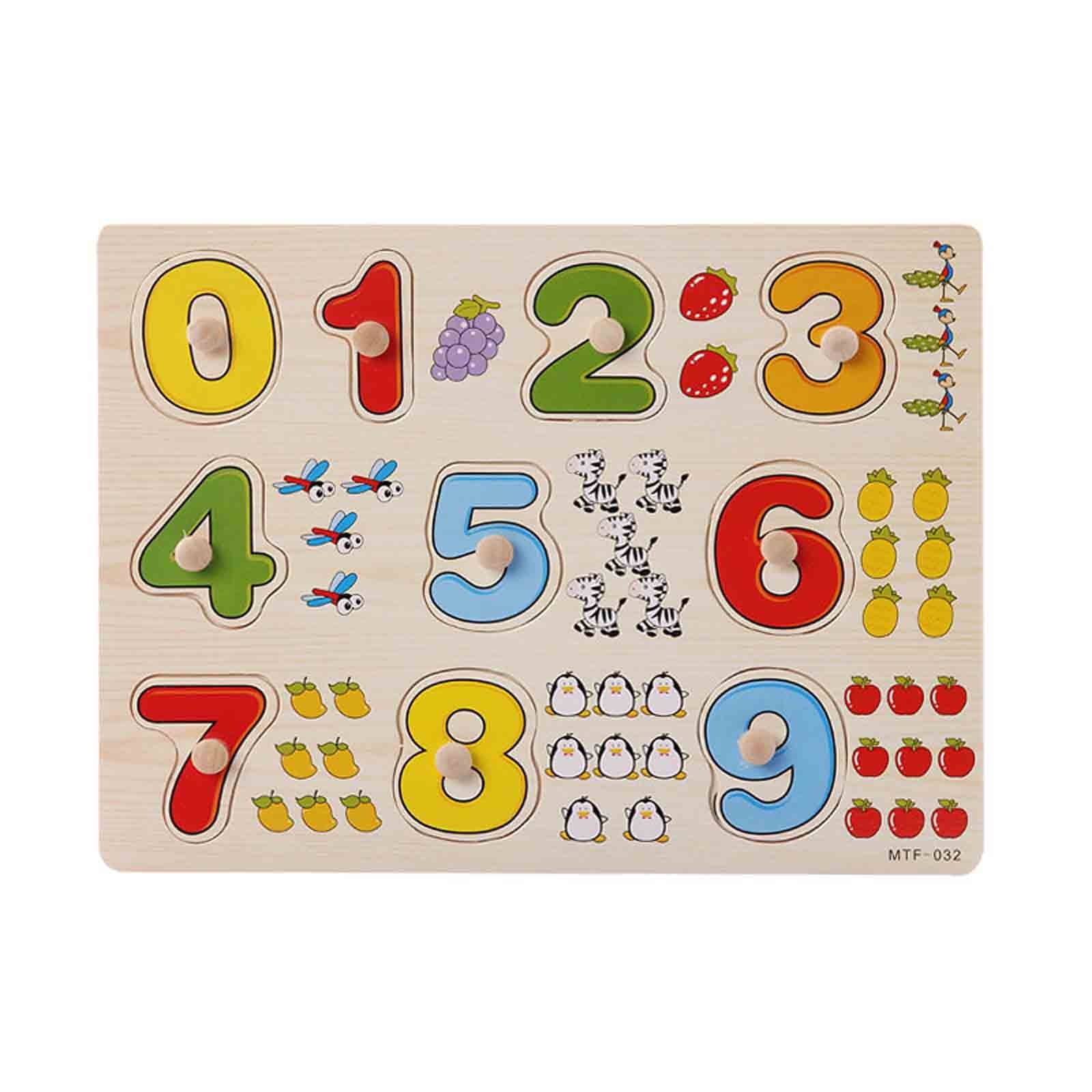 VANLOFE Early Educational Development Colorful Digit Wooden Peg Puzzle ...