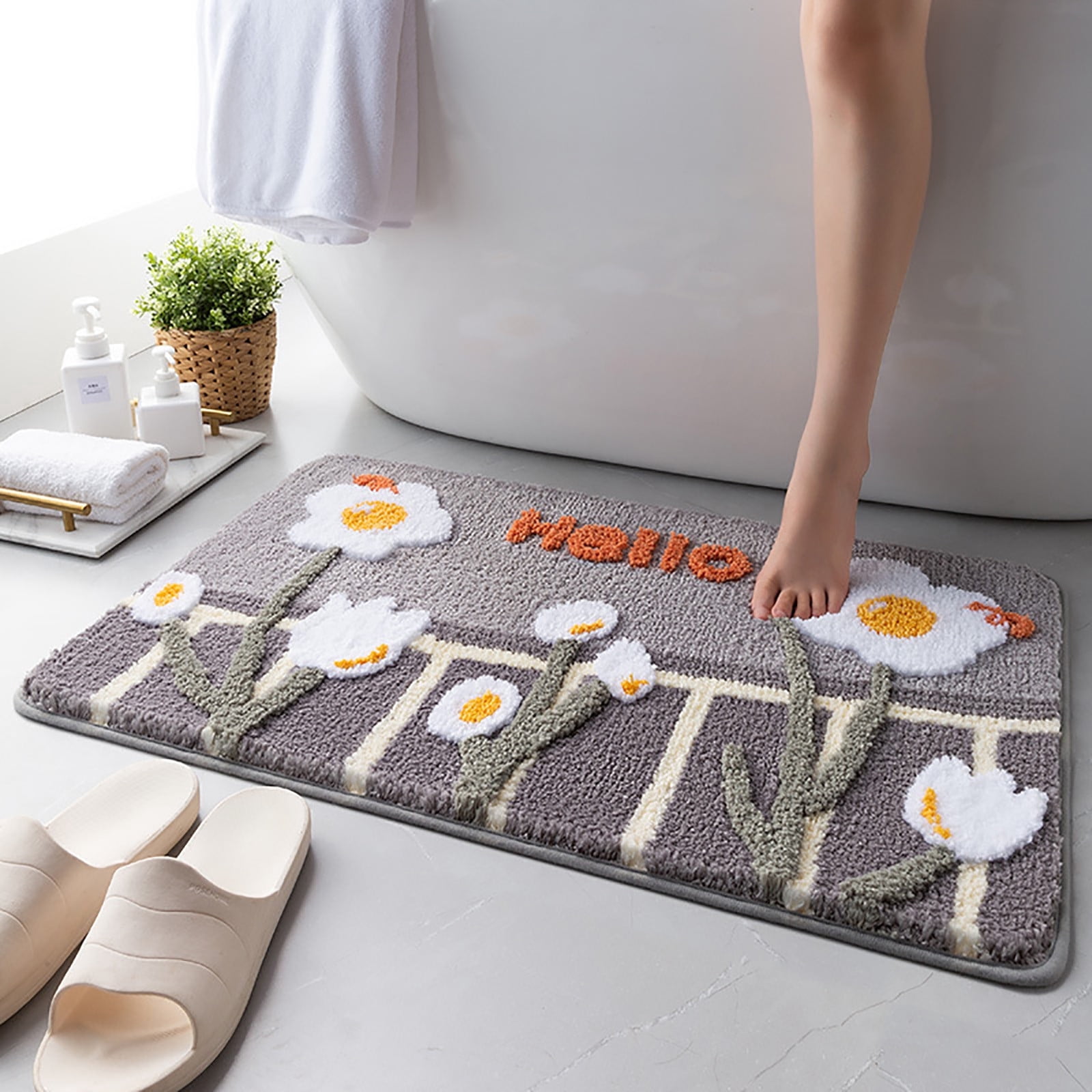 VANLOFE Foot Cushions Cartoon Bathroom Absorbent Flocking Floor Mat ...