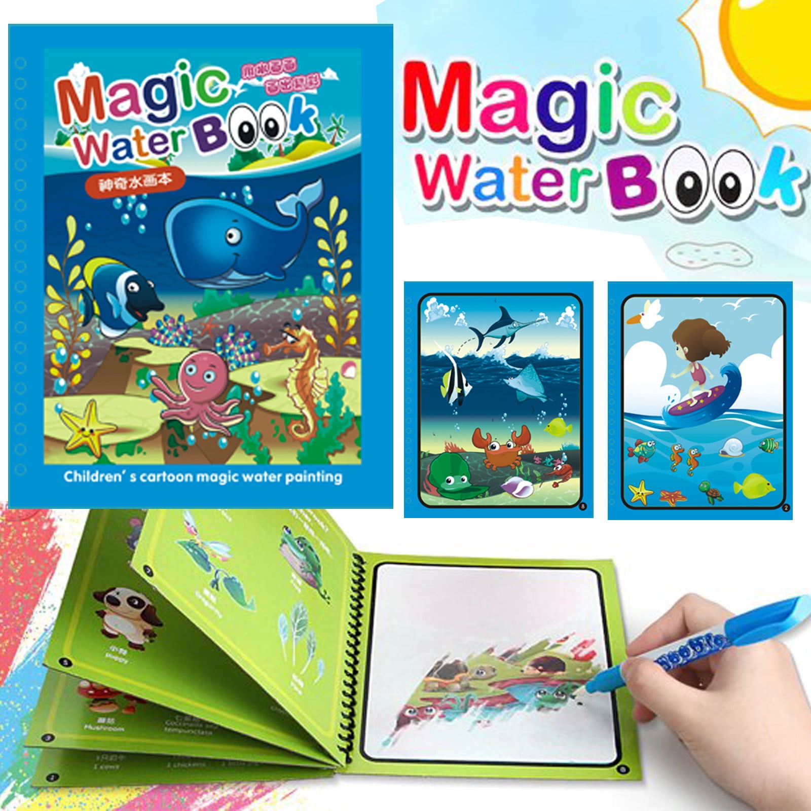 VANLOFE Kid Toys Magic Water Drawing Book Magic Water Reusable Doodle ... VANLOFE Kid Toys Magic Water Drawing Book Magic Water Reusable Doodle ...