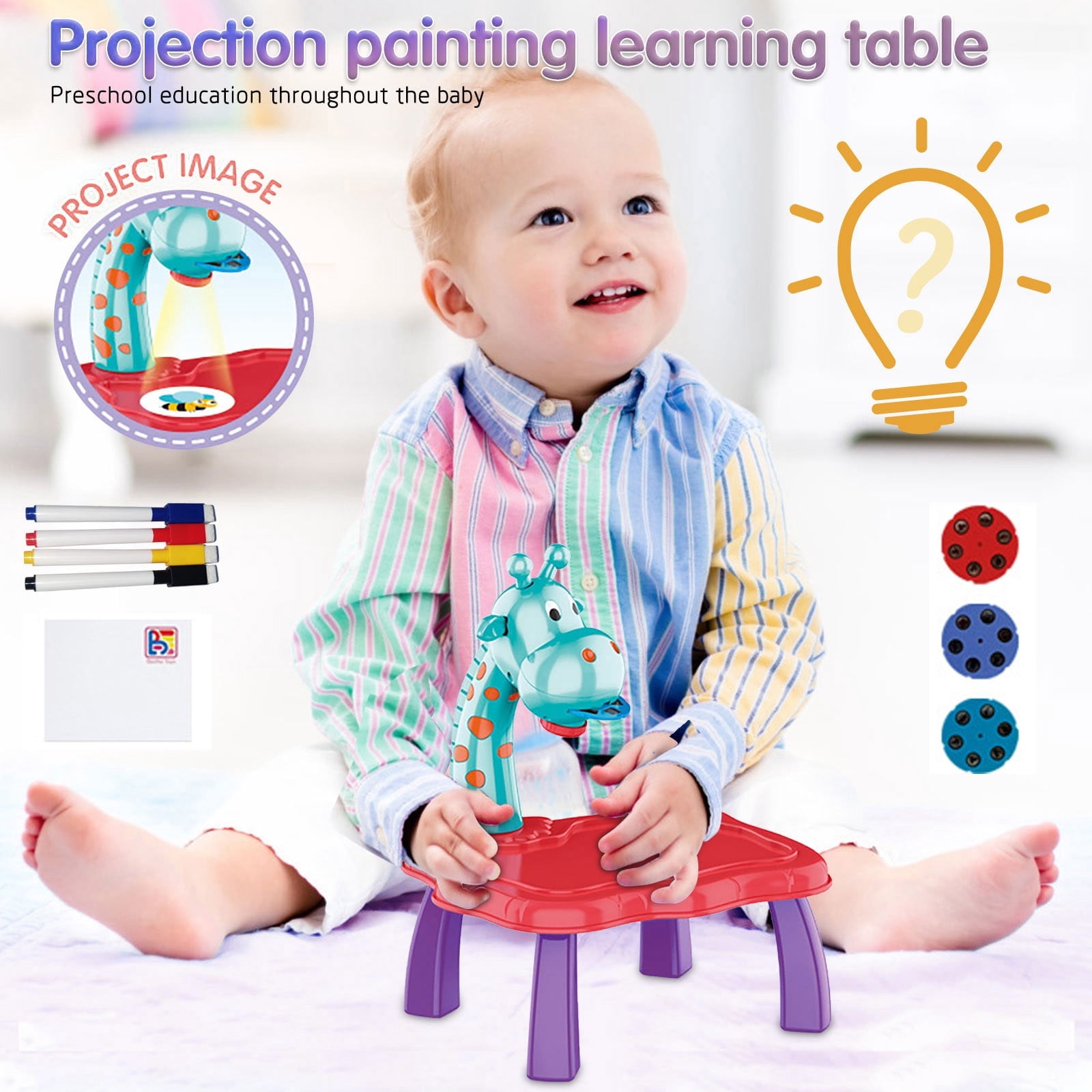 VANLOFE Kid Toys Multifunctional Projection Drawing Table Early ...
