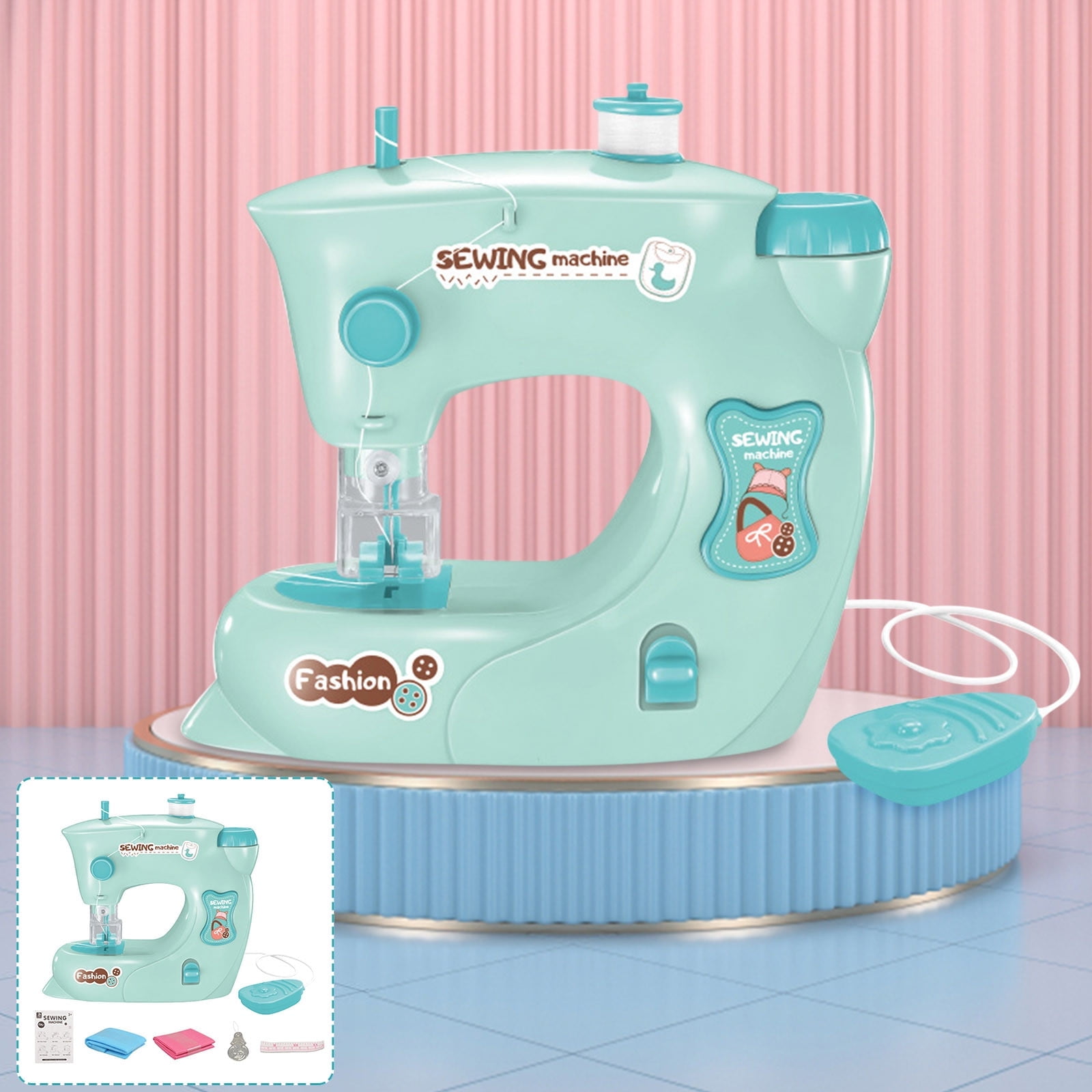 VANLOFE Kids Pretend Play Toy: Mini Electric Light Sewing Machine for ...