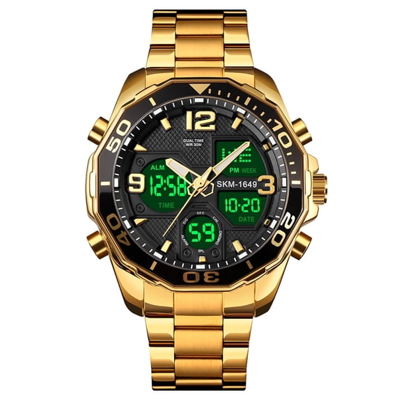 VANLOFE Men's Multi-Time Chronograph Digital Analog Stainless Steel ...