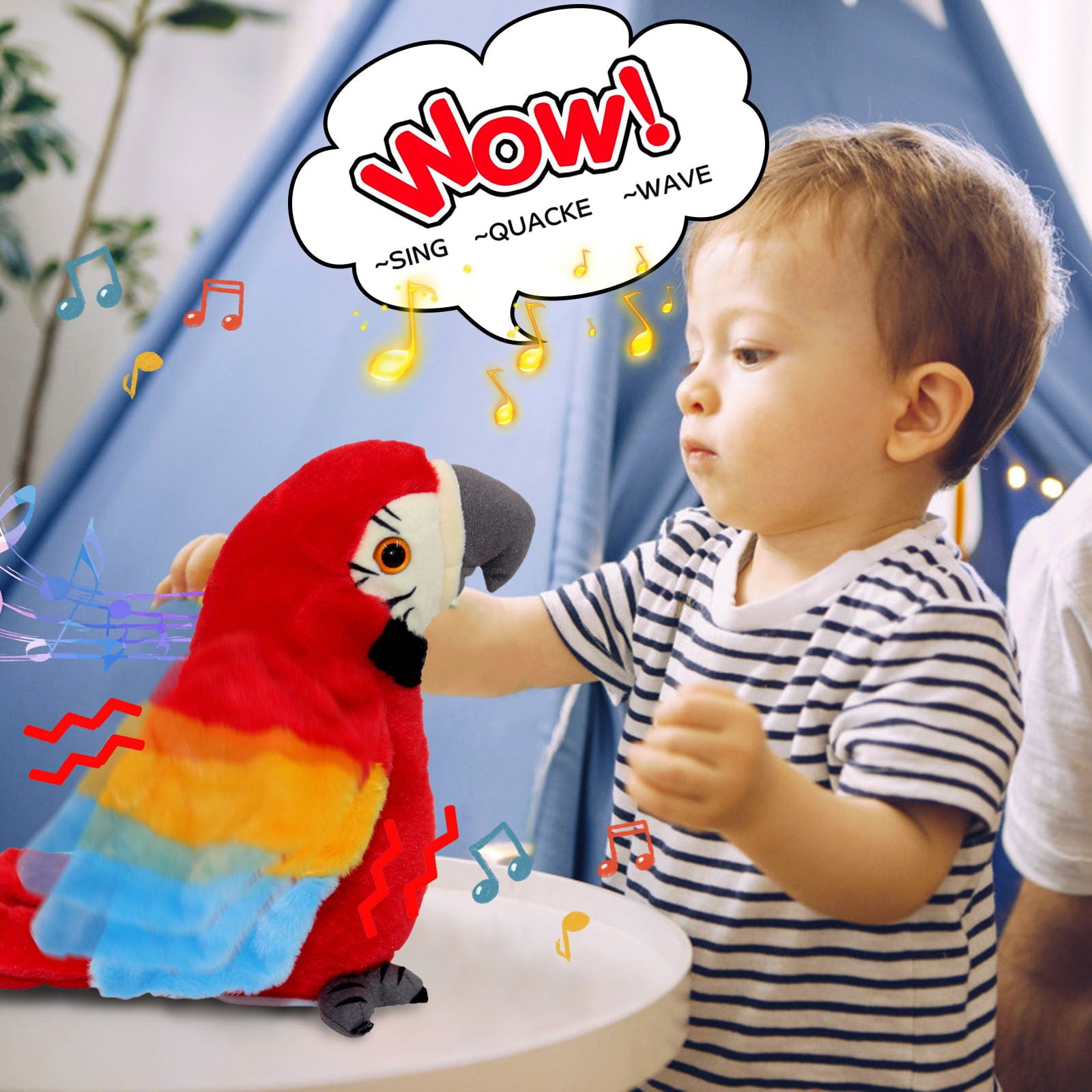 VANLOFE Plush Toy Kids Toy Wing Waving Music Plush Birthday Gifts Toys ...