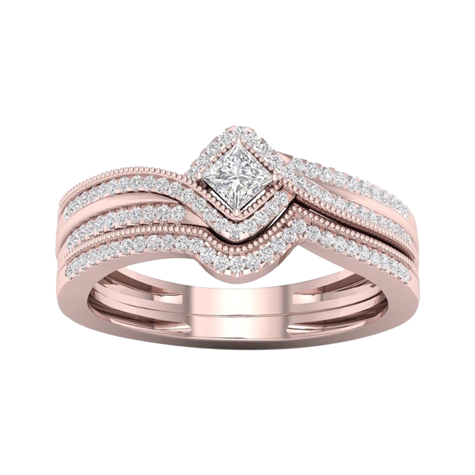 VANLOFE Sales Clearance Rings for Ladies Shiny Full Diamond Ring Silver ...