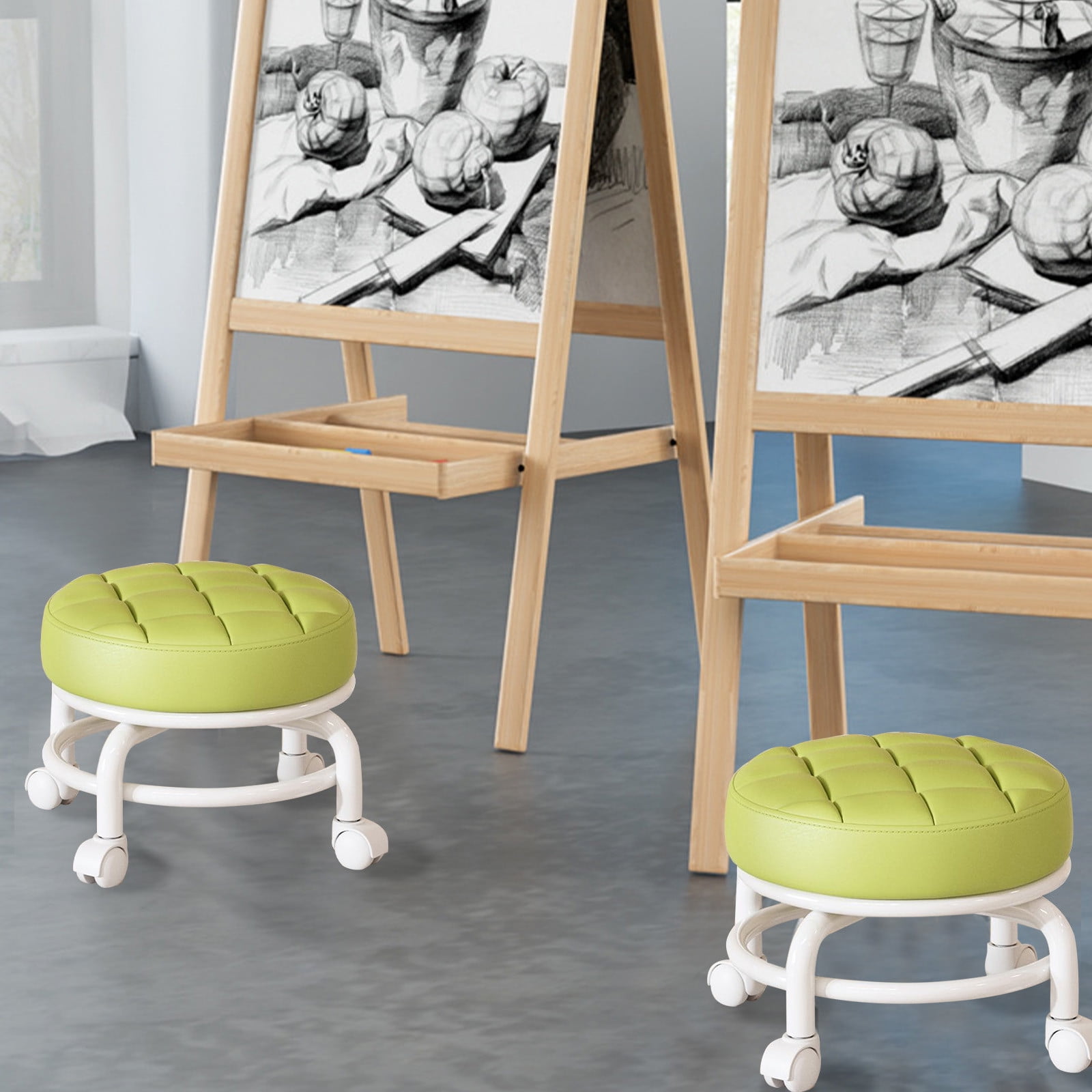 VANLOFE Shoe Bench with Wheels, Multifunctional Low Stool, Rolling ...