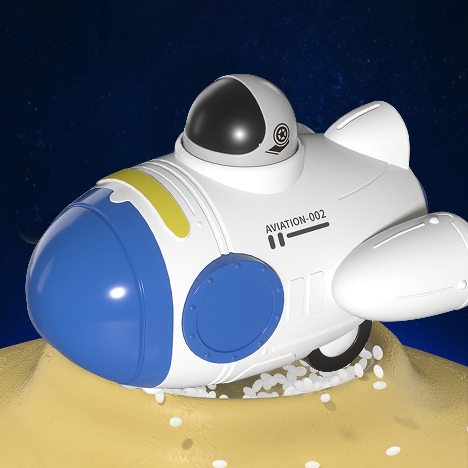 VANLOFE Spacecraft With Astronaut Cute Spacecraft Push Toy Cartoon Spacecraft Small White ...