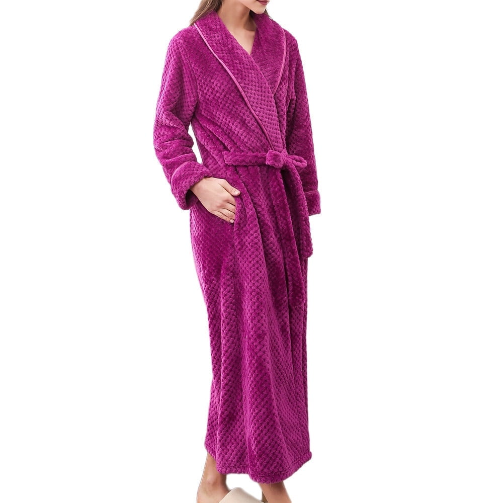 VANLOFE Unisex Warm Pajamas Household Clothes Solid Bathrobe Lengthened ...