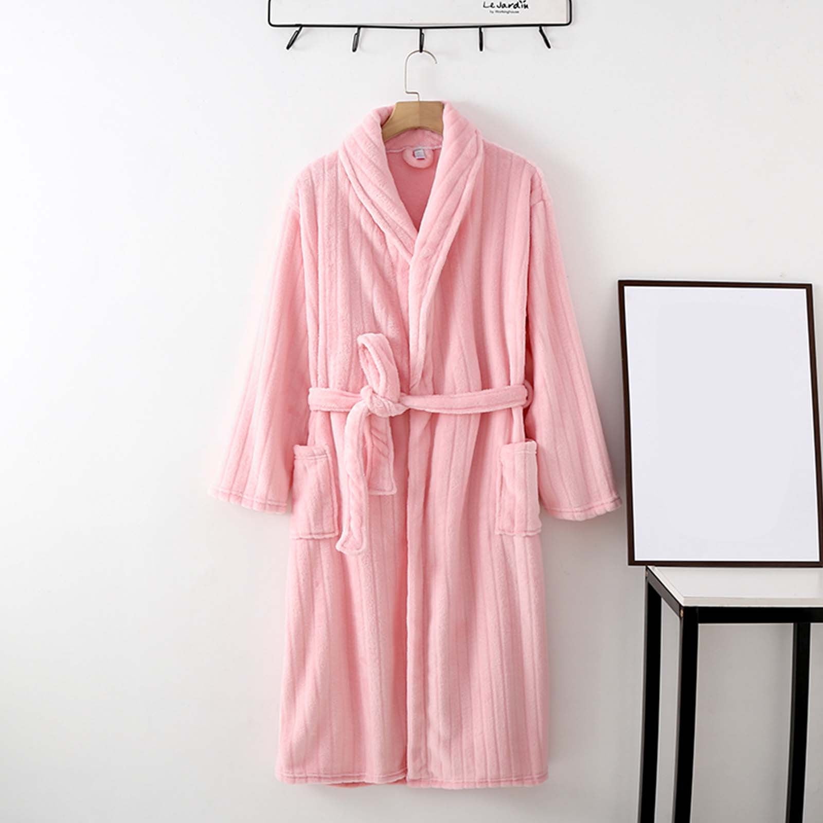 VANLOFE Unisex Warm Pajamas Household Clothes Solid Bathrobe Lengthened ...