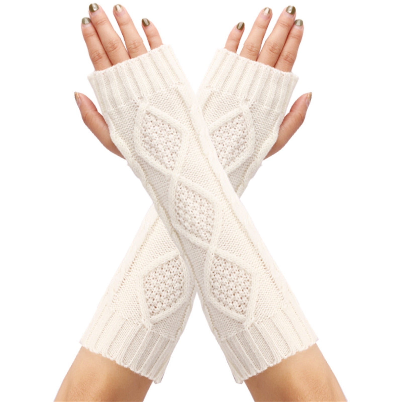 VANLOFE Winter White Gloves Knitted Cold Proof Gloves Gloves Wrist Arm ...