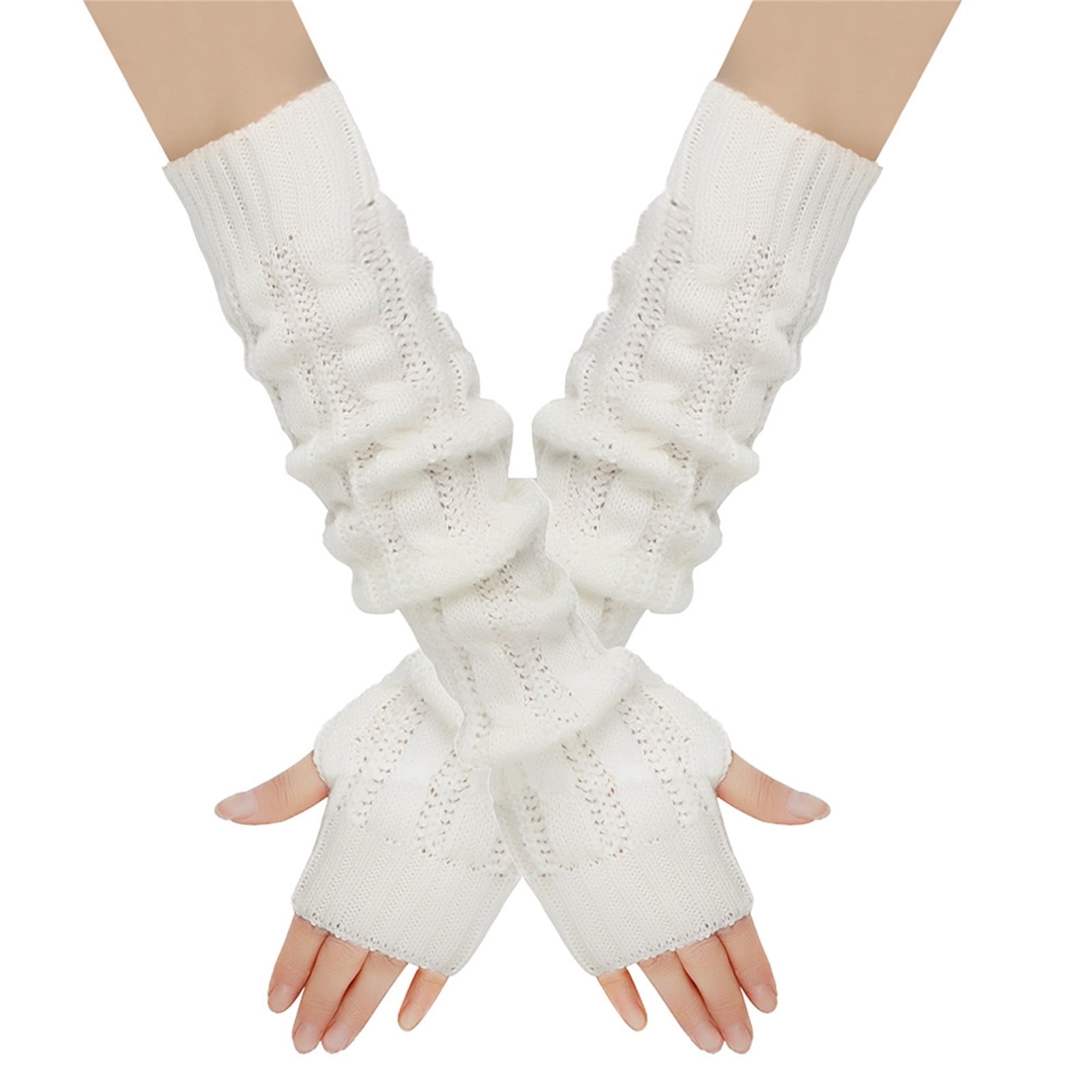 VANLOFE Winter White Gloves Woolen Cold Proof Gloves Knitted Gloves ...