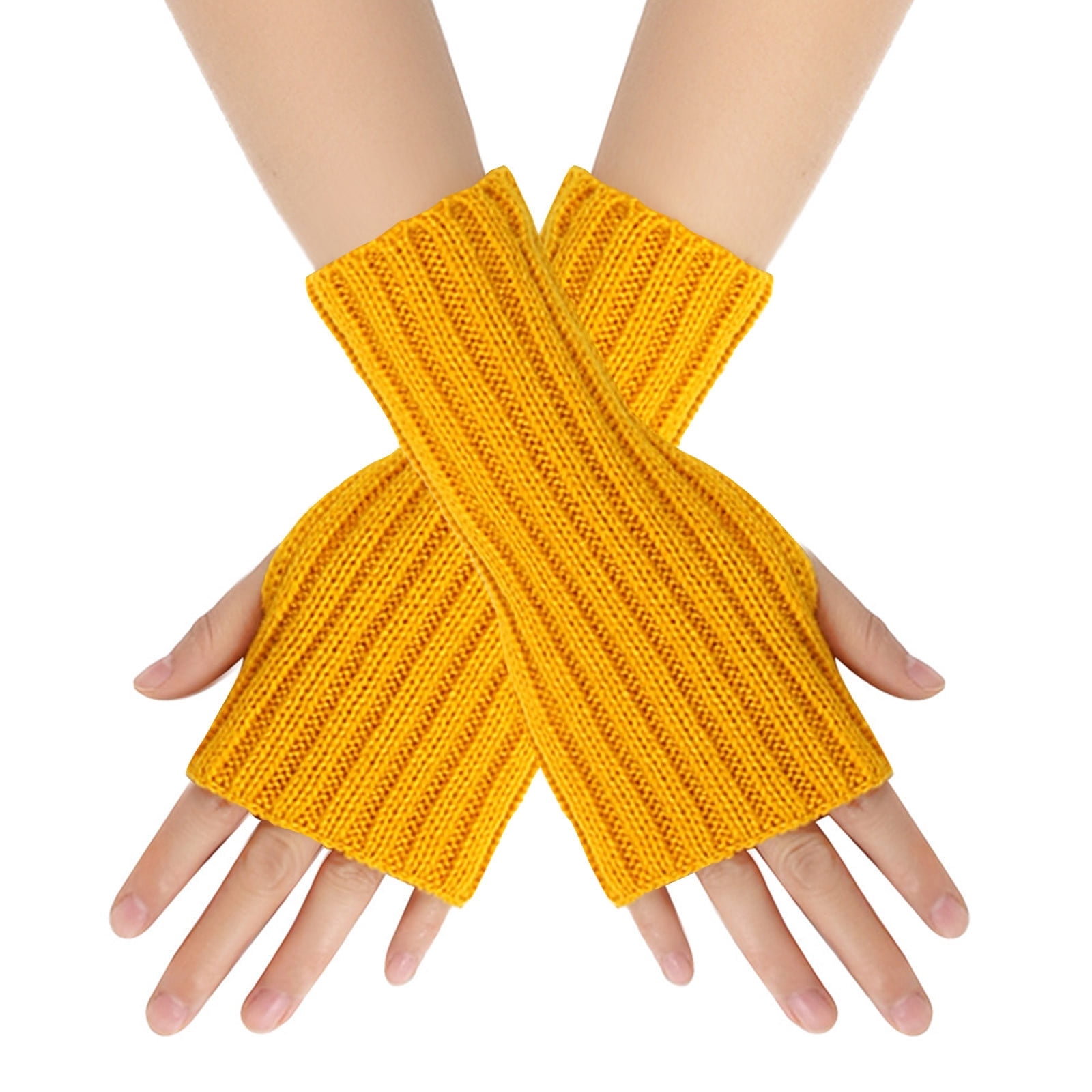 VANLOFE Winter Yellow Gloves Woolen Cold Proof Gloves Knitted Gloves ...