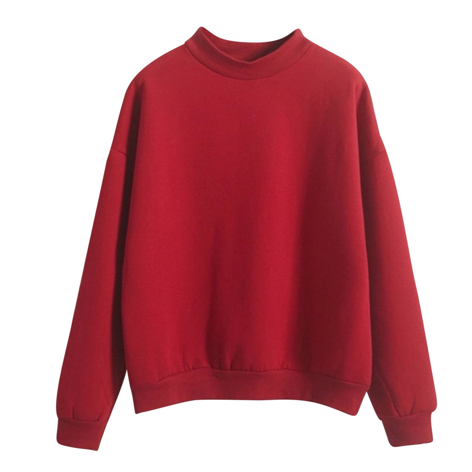 VANLOFE Women's Solid Color Long Sleeve Sweatshirt Crewneck Sweatshirt ...