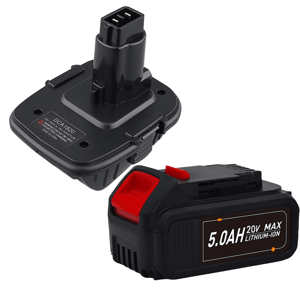 VANON 18V To 20V MAX DCA1820 Battery Adapter For Dewalt Li ion Battery For 18V Tools DeWalt DCB200 Battery 20V 5000mAh Li ion Black
