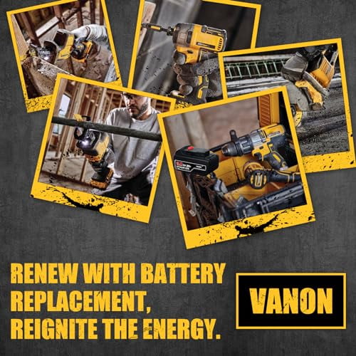 VANON 6.0Ah Replacement for Dewalt 20v Battery Lithium Ion Compatible ...