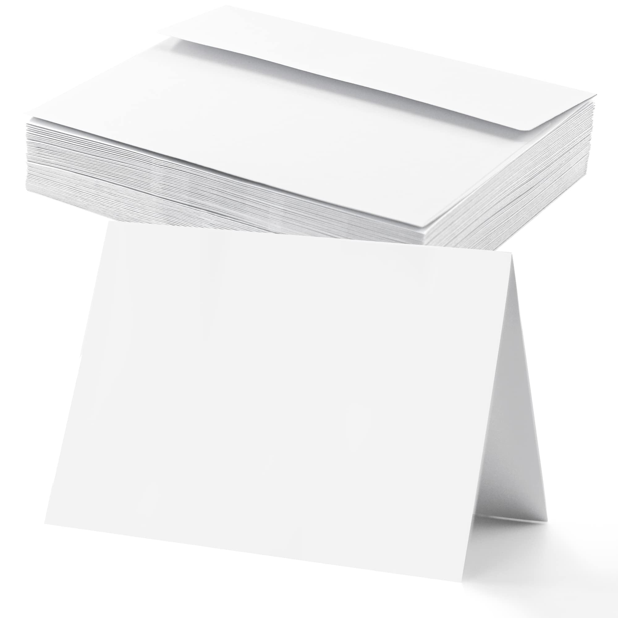 VANRA White Blank Greeting Cards with Envelopes 5x7 100 Pack White ...