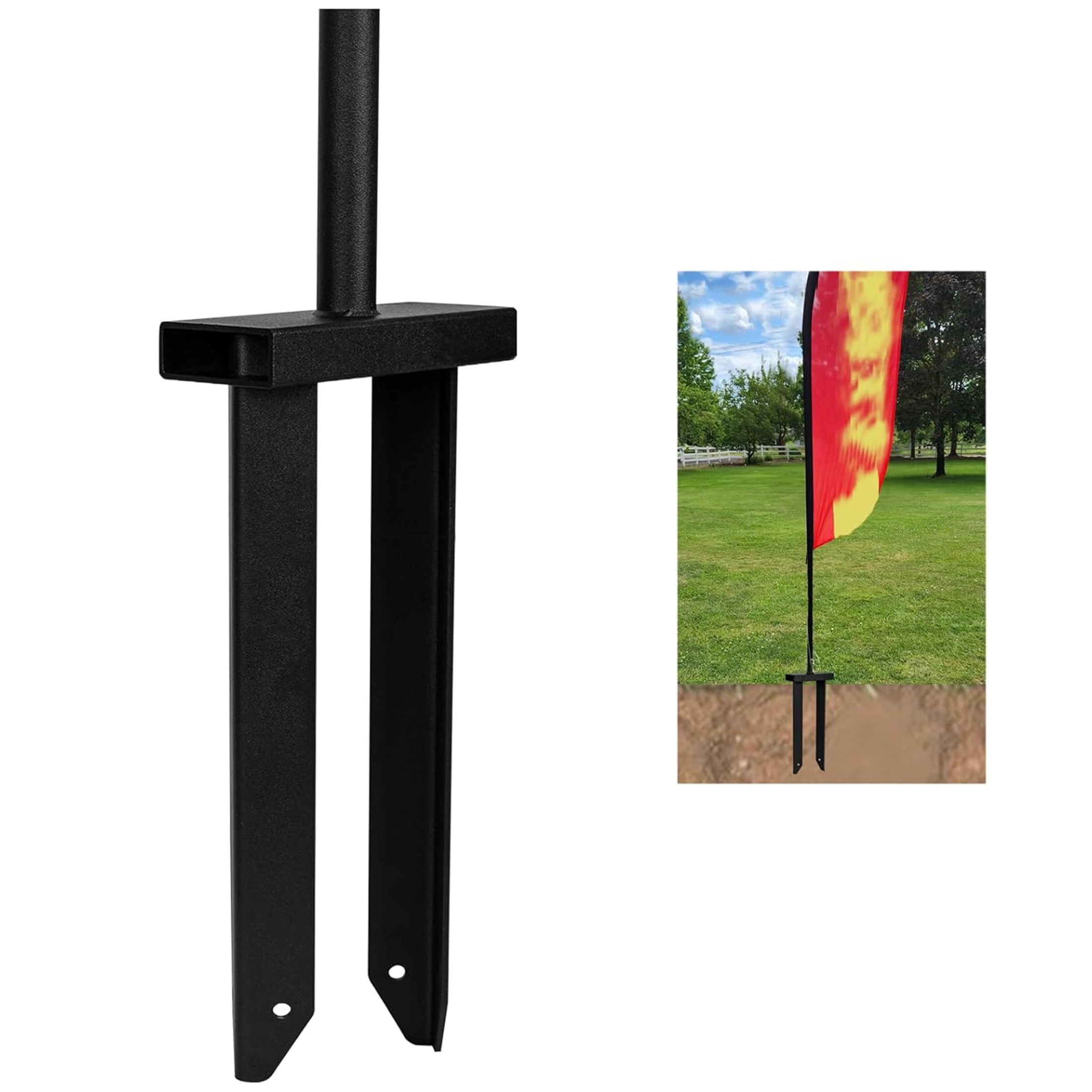 VANROUG Flag Spike Ground Stake, Heavy Duty Flag Pole Ground Stake Fits ...